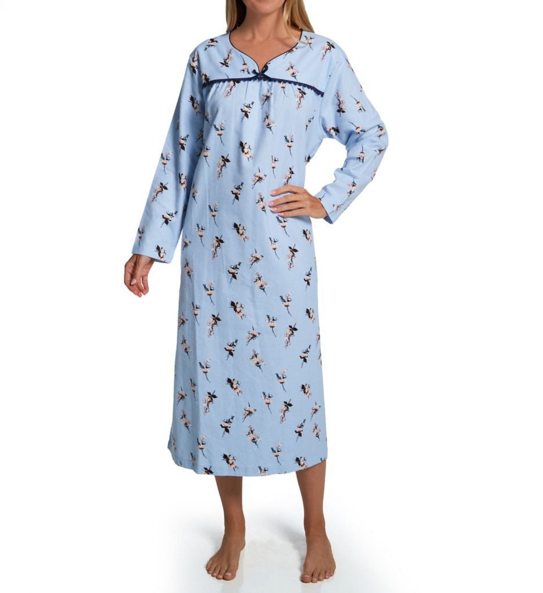 Women's KayAnna F11435B 100% Cotton Flannel Blue Bouquet Gown (Blue ...