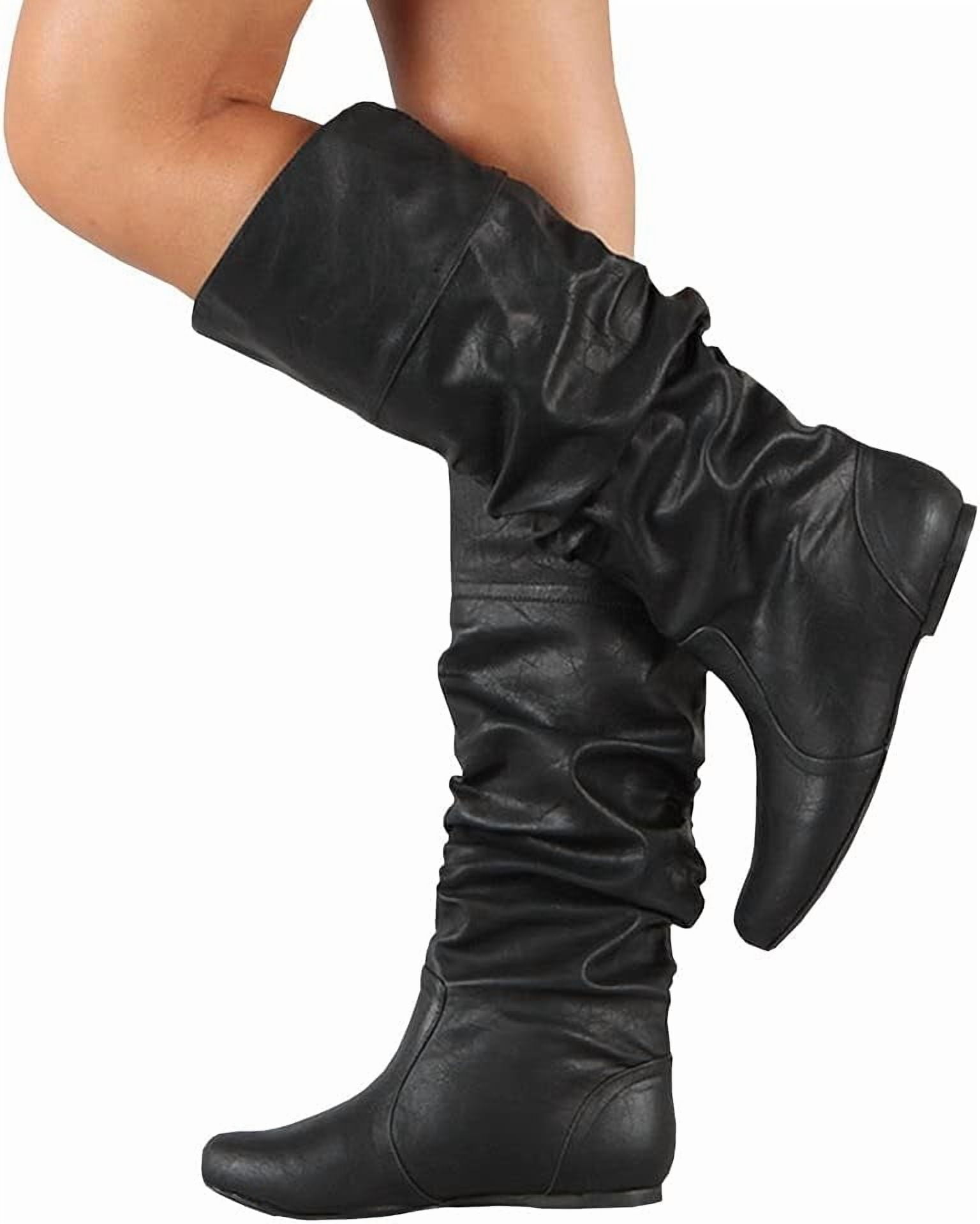 Women's Knee High Boots Winter Comfy Slip On Riding Boots Ladies Thigh ...