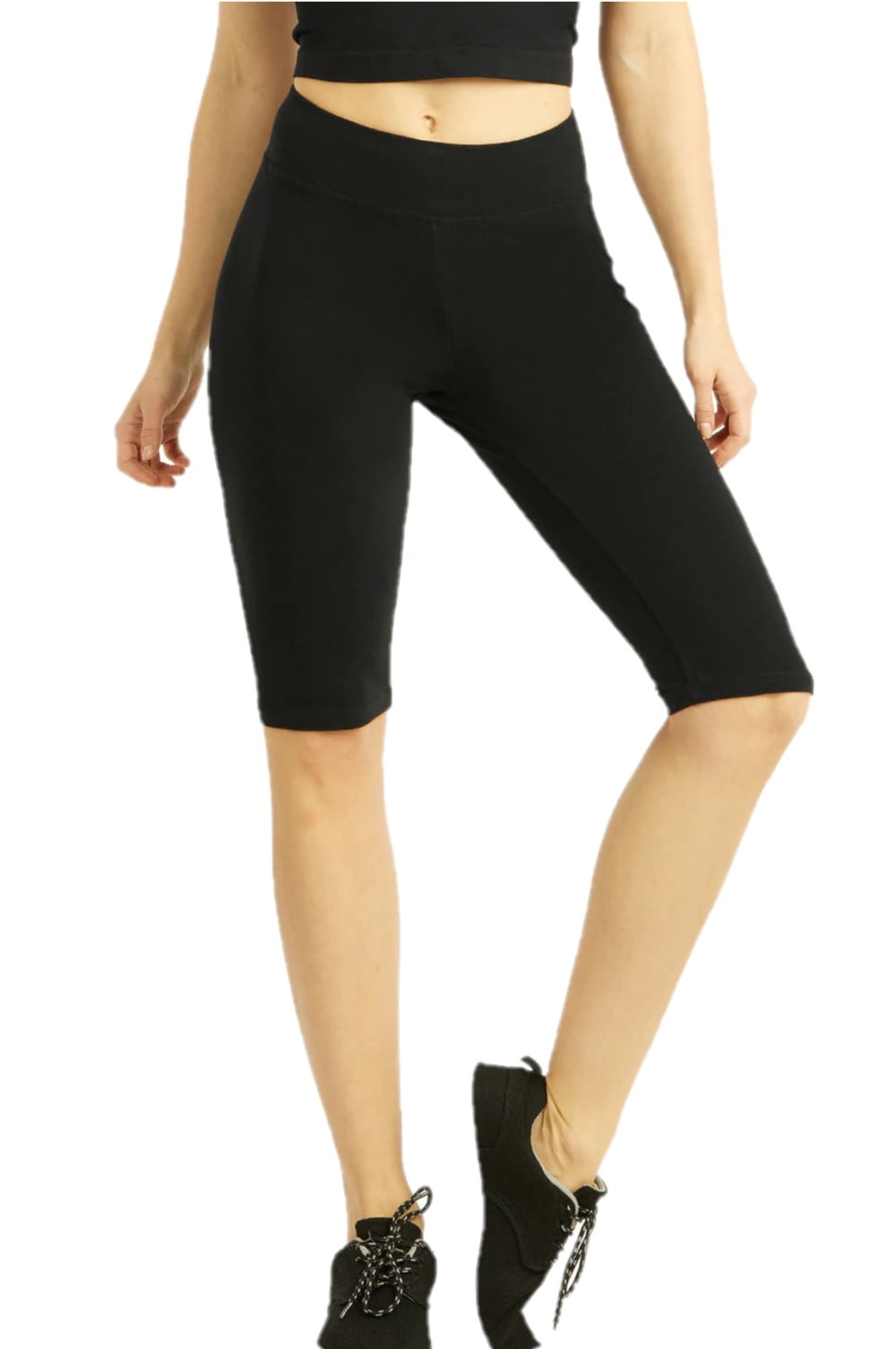 Women's Knee Length Cotton 21 Inch Outseam Shorts W/High Waistband ...