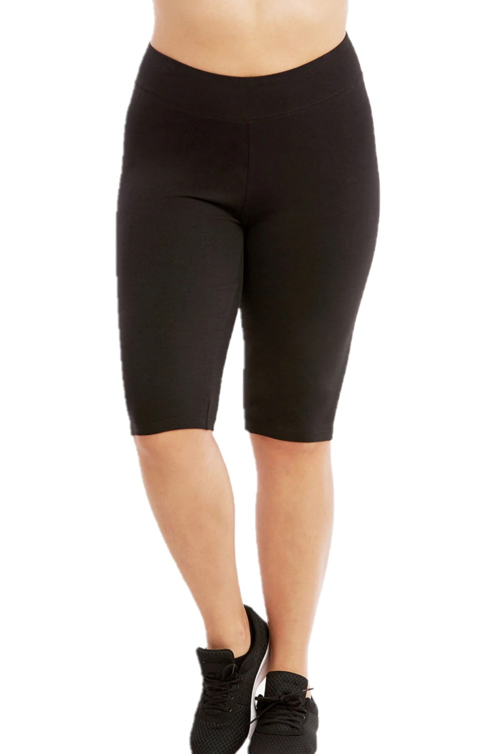 Women's Knee Length Cotton 21 Inch Outseam Shorts W/High Waistband ...