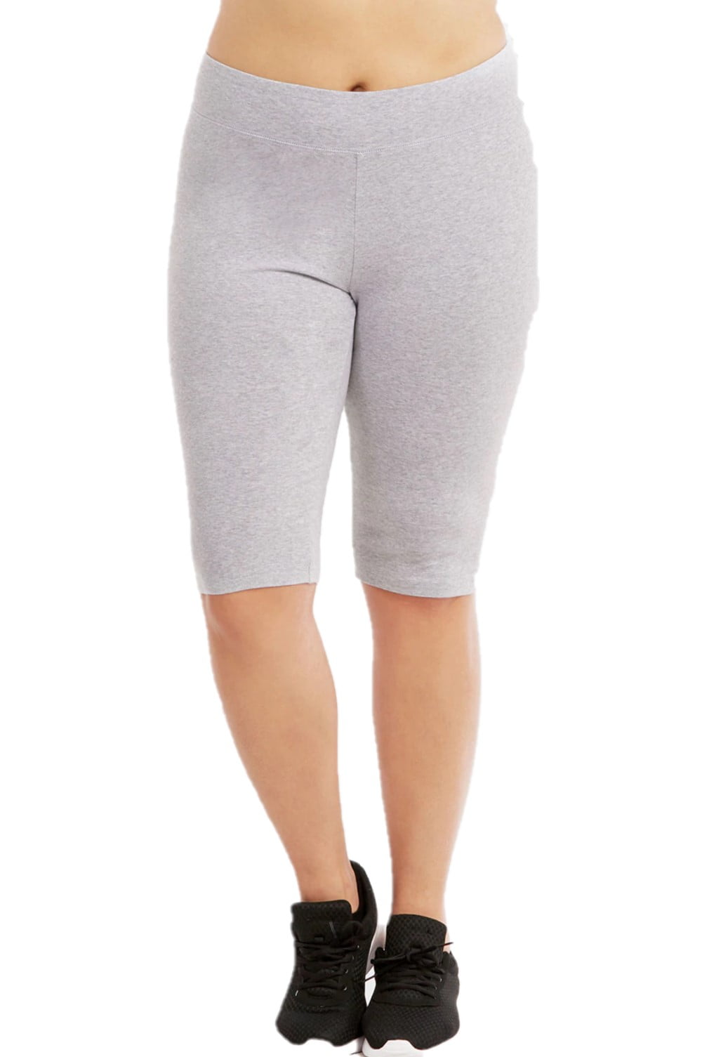 Women's Knee Length Cotton 21 Inch Outseam Shorts W/High Waistband ...