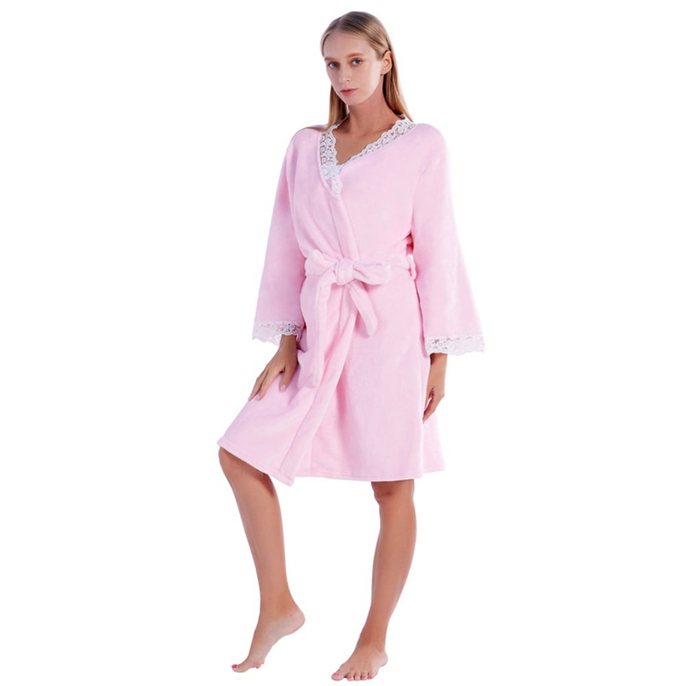 Women's Knee Length Waffle Weave Kimono Bbathrobe, Short Spa Robes ...