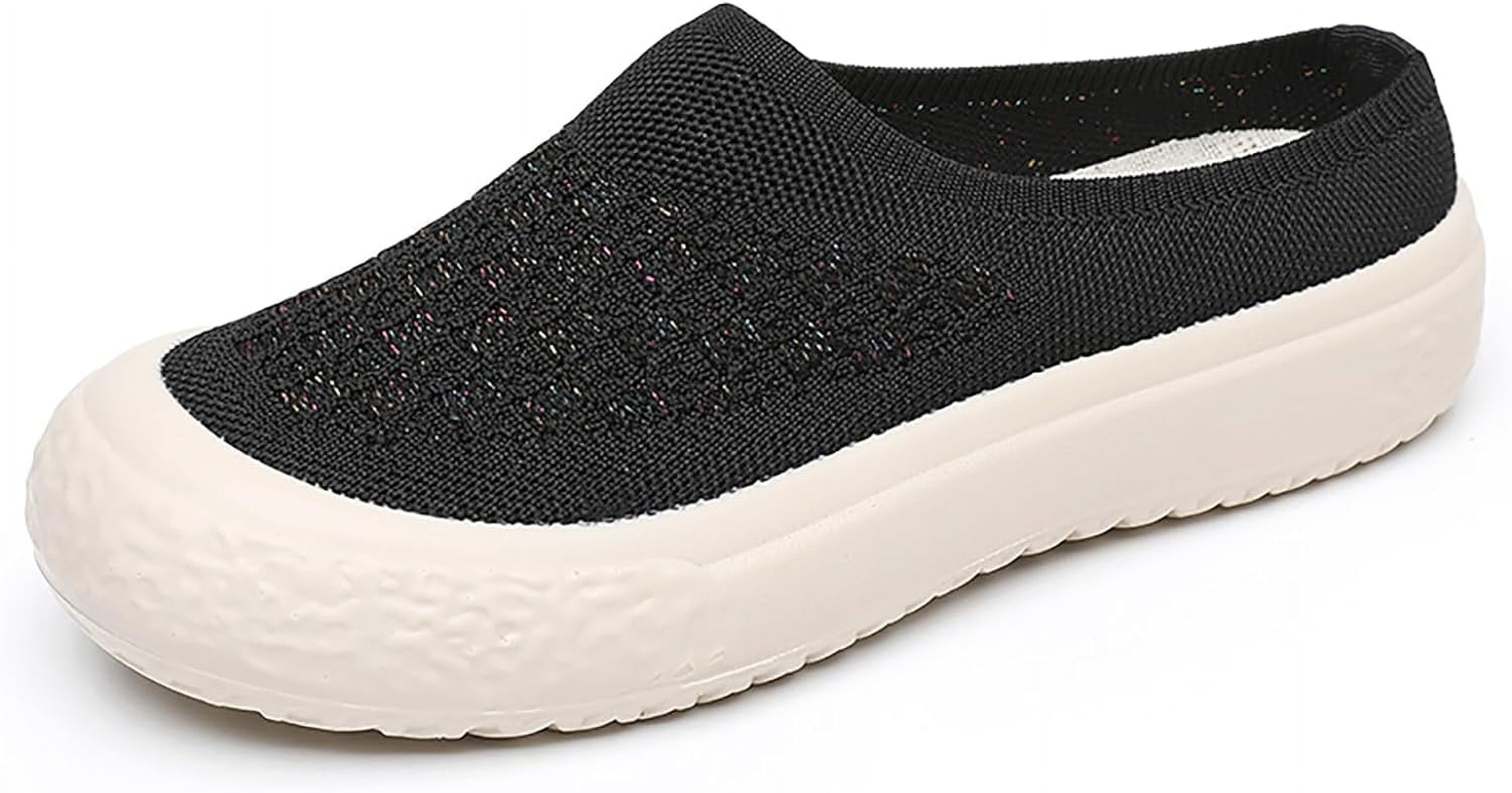 Women's Knitted Mesh Wide Width Mules Shoes Comfortable Backless Slip ...