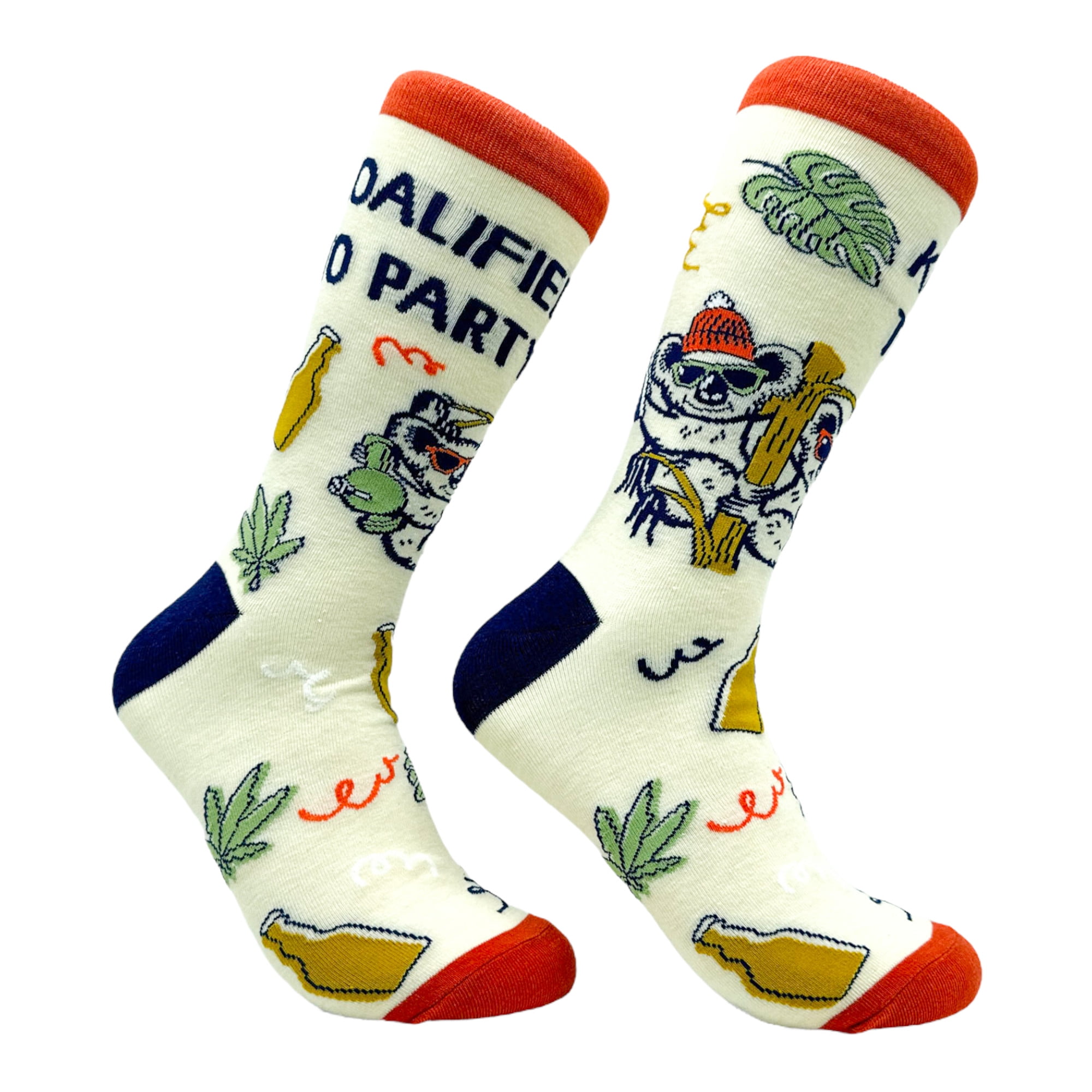 Women's Koalified to Party Socks Funny Partying Drinking Smoking Koala ...