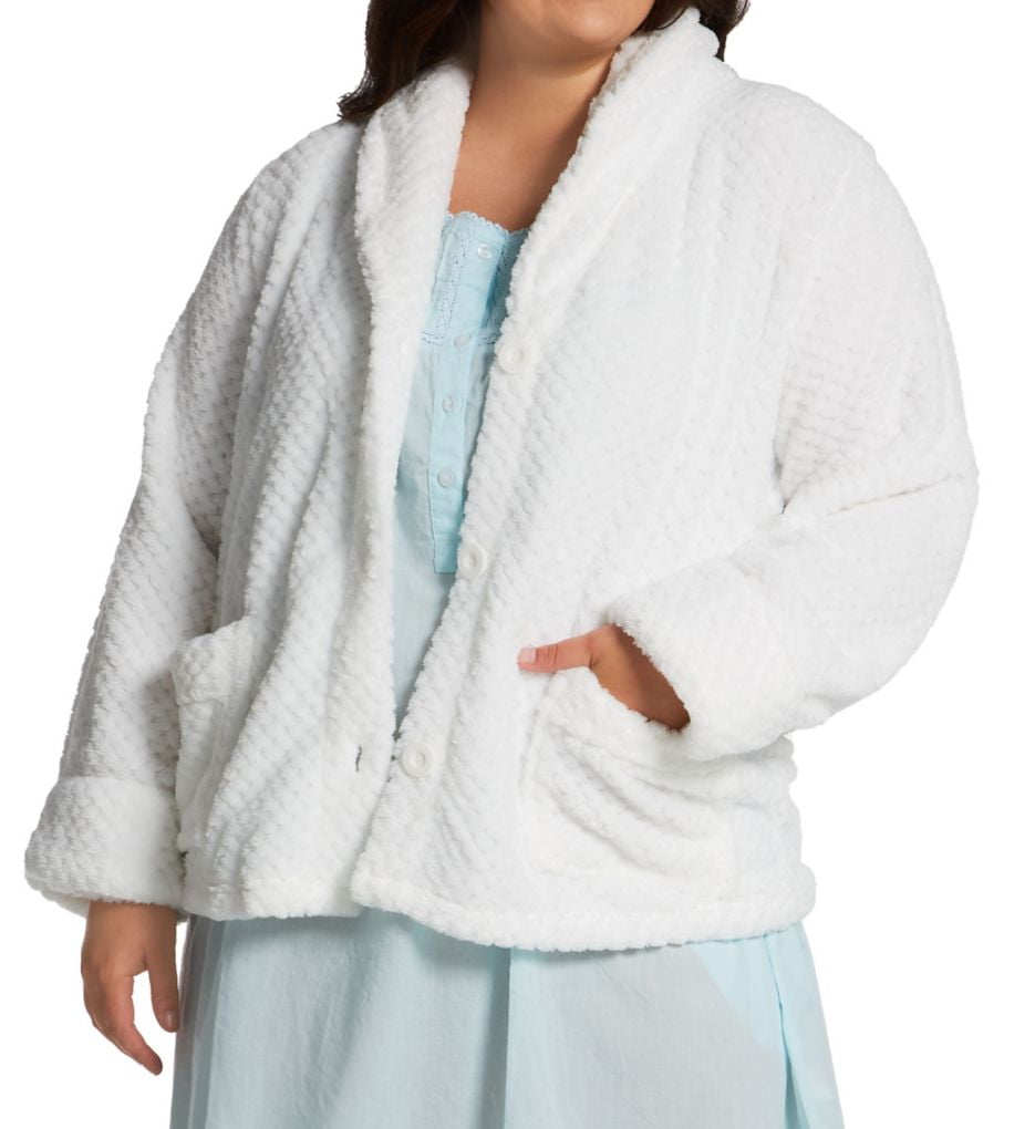 La Cera Women's Plus Size Soft Polyester Honeycomb Fleece Bed Jacket ...