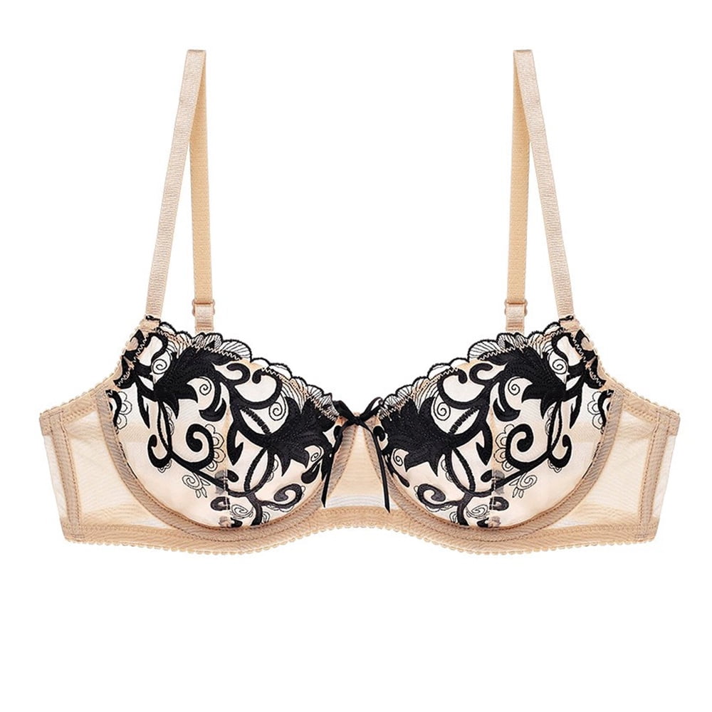 Women's Lace Balconette Bra Underwire Non-Padded Soft Cup Comfort ...