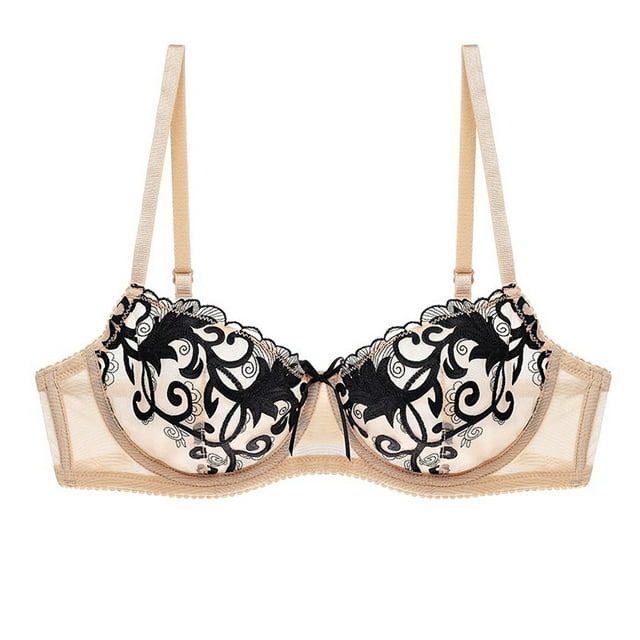 Women's Lace Balconette Bra Underwire Non-Padded Soft Cup Comfort ...