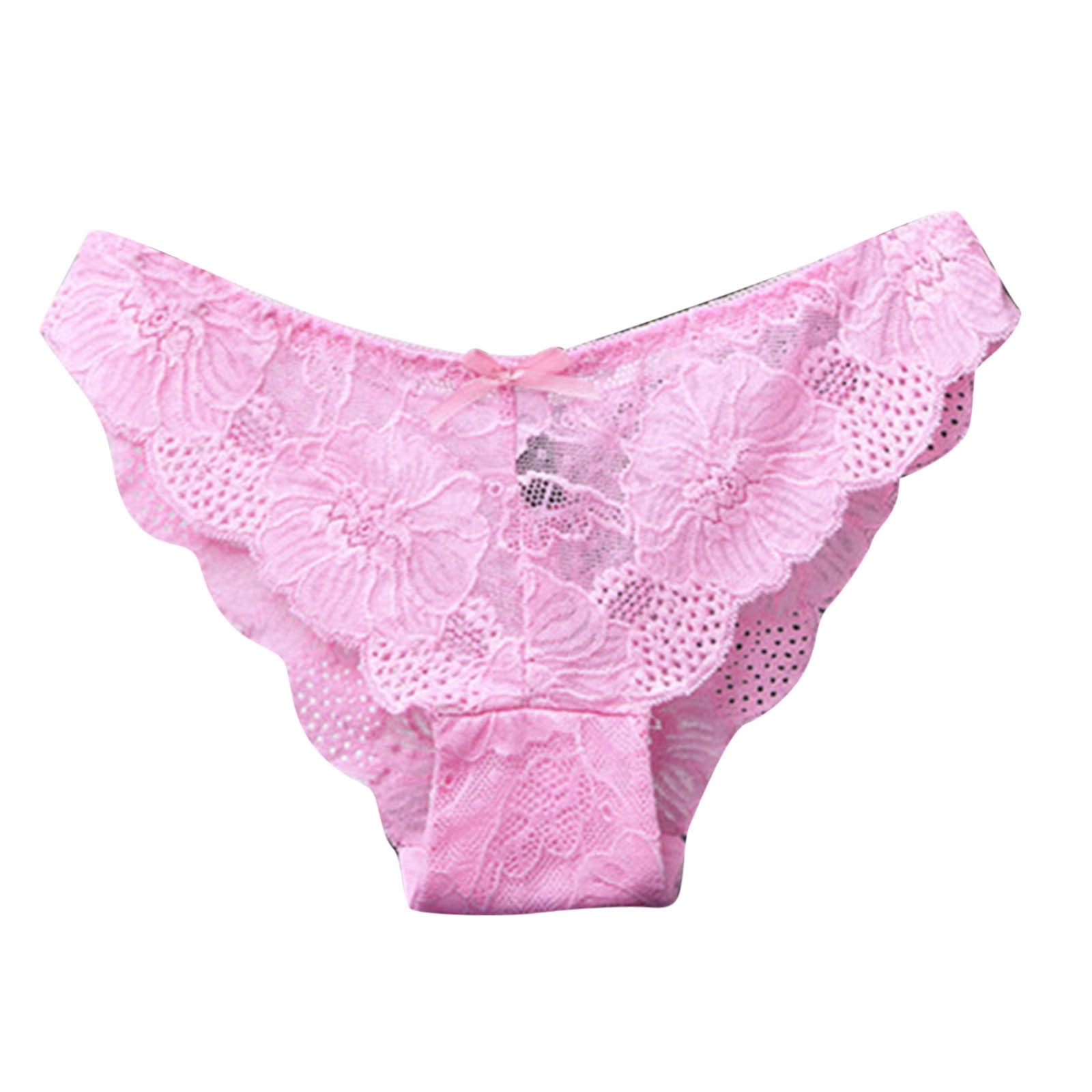 Women's Lace Bow Thongs T Back Low Waist Breathable Panties Sexy ...