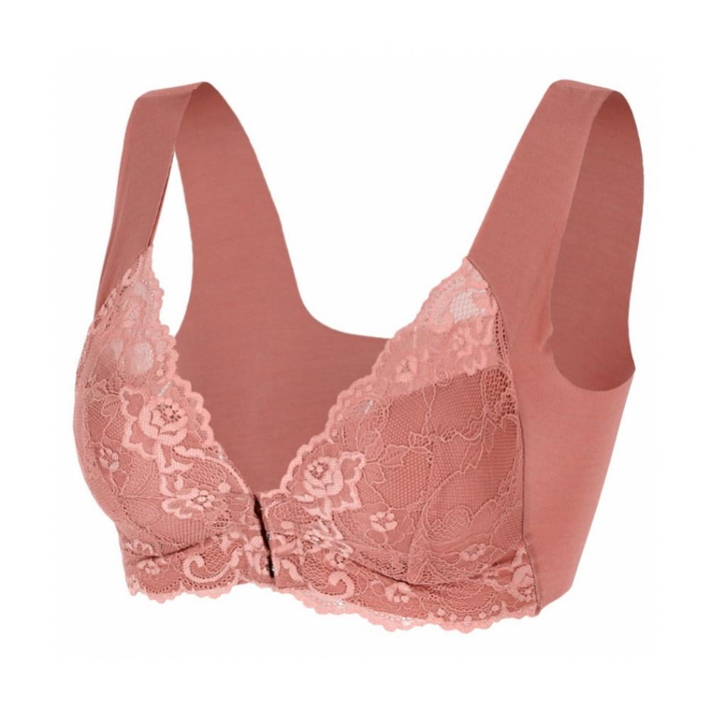 Women's Lace Bra Front Close Sexy Deep V Cami Halter Bralette Comfort ...