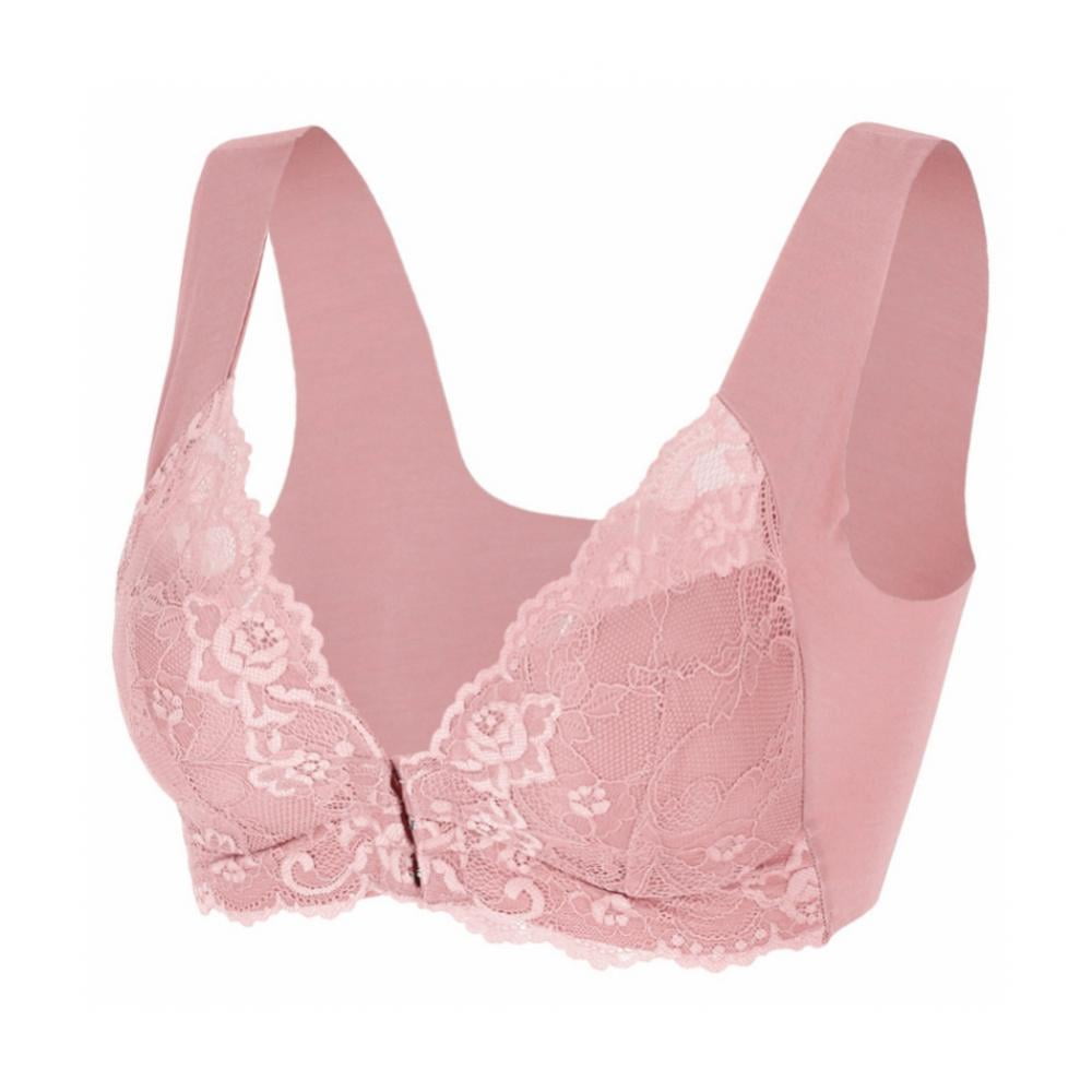 Women's Lace Bra Front Close Sexy Deep V Cami Halter Bralette Comfort ...