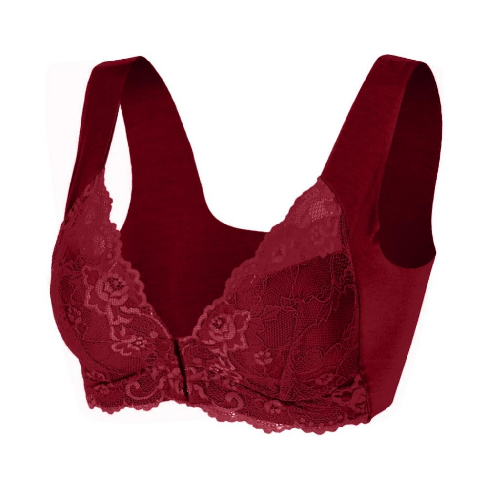 Women's Lace Bra Front Close Sexy Deep V Cami Halter Bralette Comfort ...