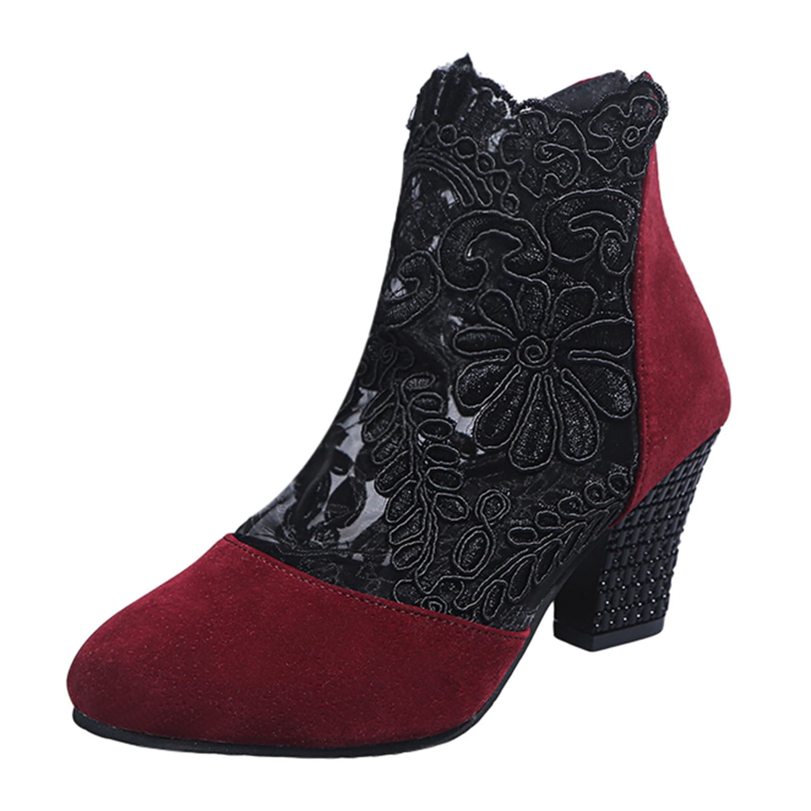 Women's Lace Bridal High Heel Thick Bottom Peep Toe Shootie, Satin Open ...