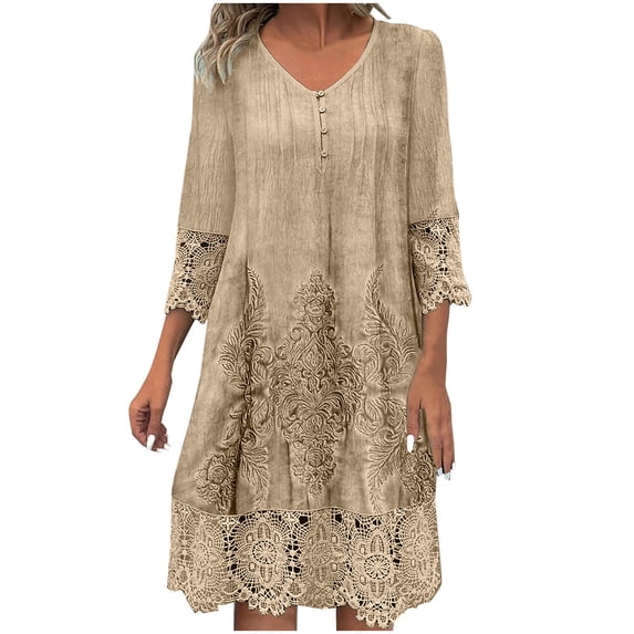 Women's Lace Crochet Boho Floral T-Shirt Dress Floral Embroidered Short ...