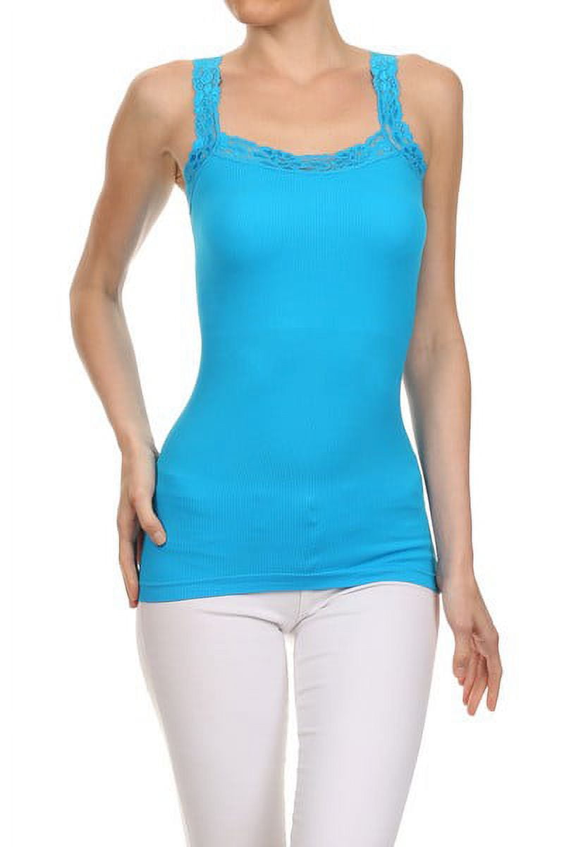 Women's Lace Detail Trim Cami Top - TURQUOISE - Walmart.com