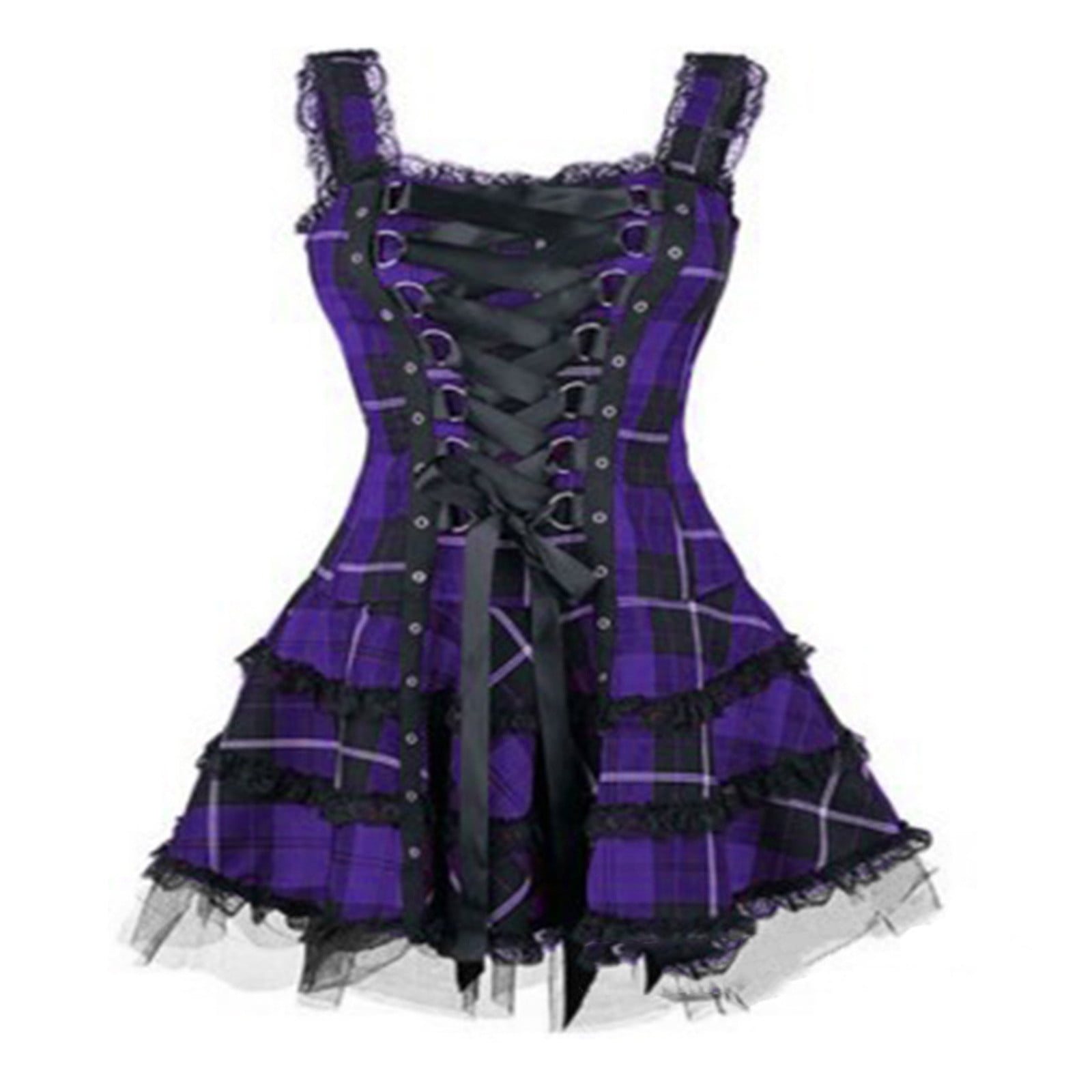 Women's Lace Dresses off The Shoulder Gothic Clothes Plus Size Y2K ...