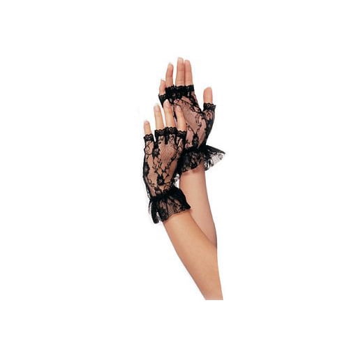 Women's Lace Fingerless Wrist Ruffle Gloves, One Size, Black - Walmart.com