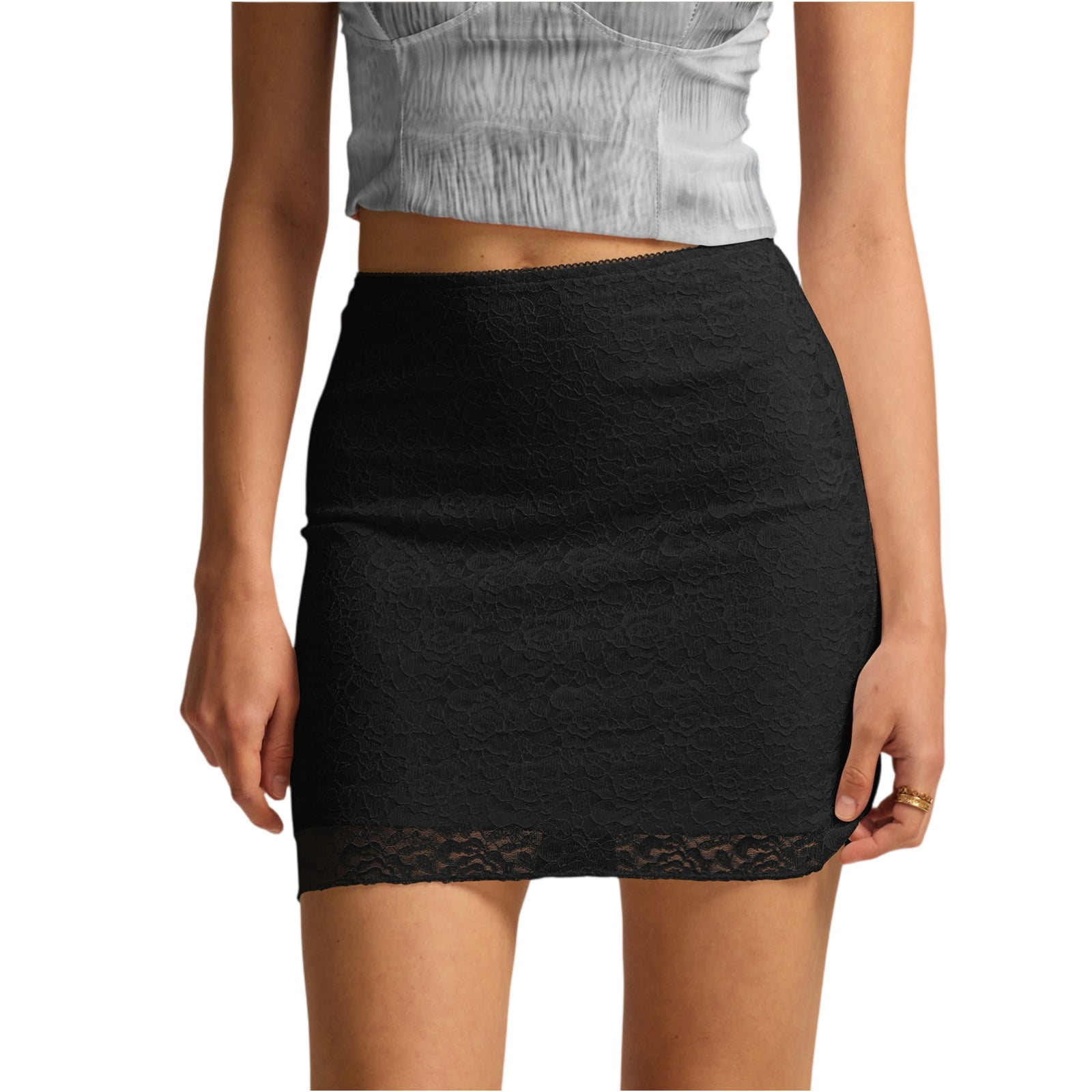 Women's Lace Half Skirt Sexy Form-Fitting Anti-Walking Lined Pencil ...