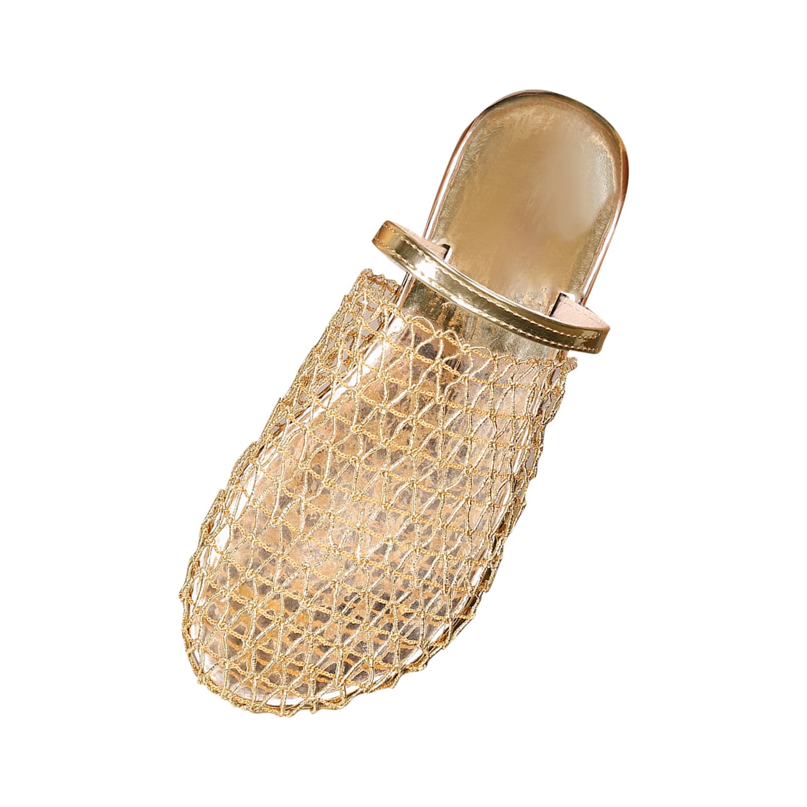 Women's Lace Mesh Square Toe Shallow Narrow Strap Braided Slipon ...