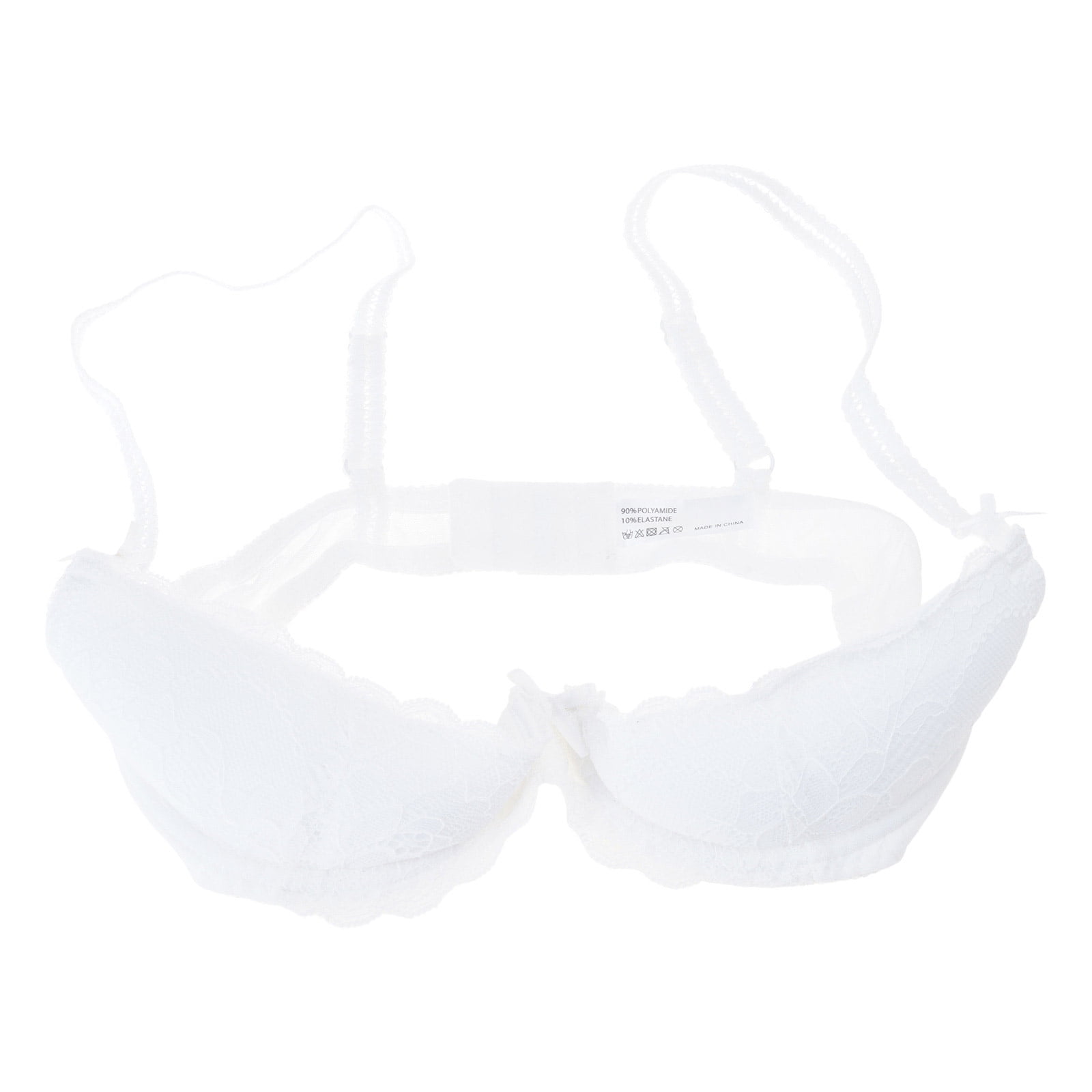 Women's Lace Shelf Bra with Satins Bows Detail,Adjustable Straps Padded ...