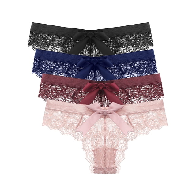 Women's Lace Underwear Cheeky Panty Breathable Bikini Panties, 4 Packs ...