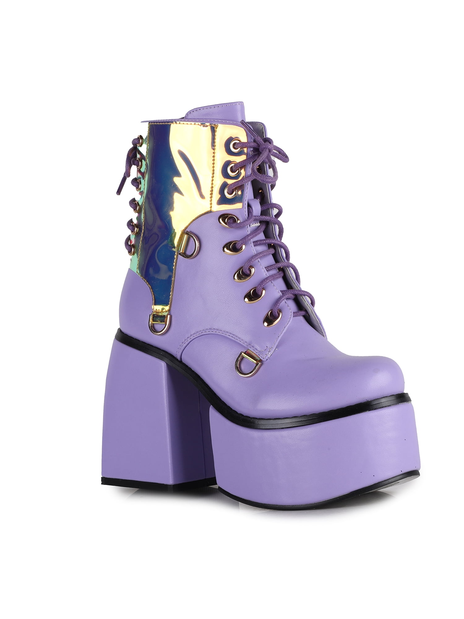 Women's PU Laceup Bootie Chunky Platform Heel - 4 Heel - Walmart.com