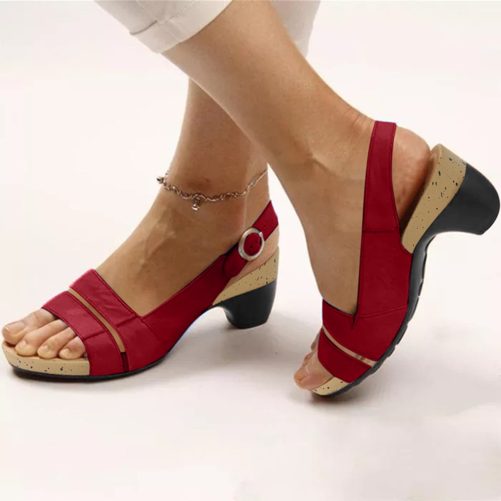 Women's Ladies Fashion Casual Solid Open Toe Platforms Sandals Beach ...