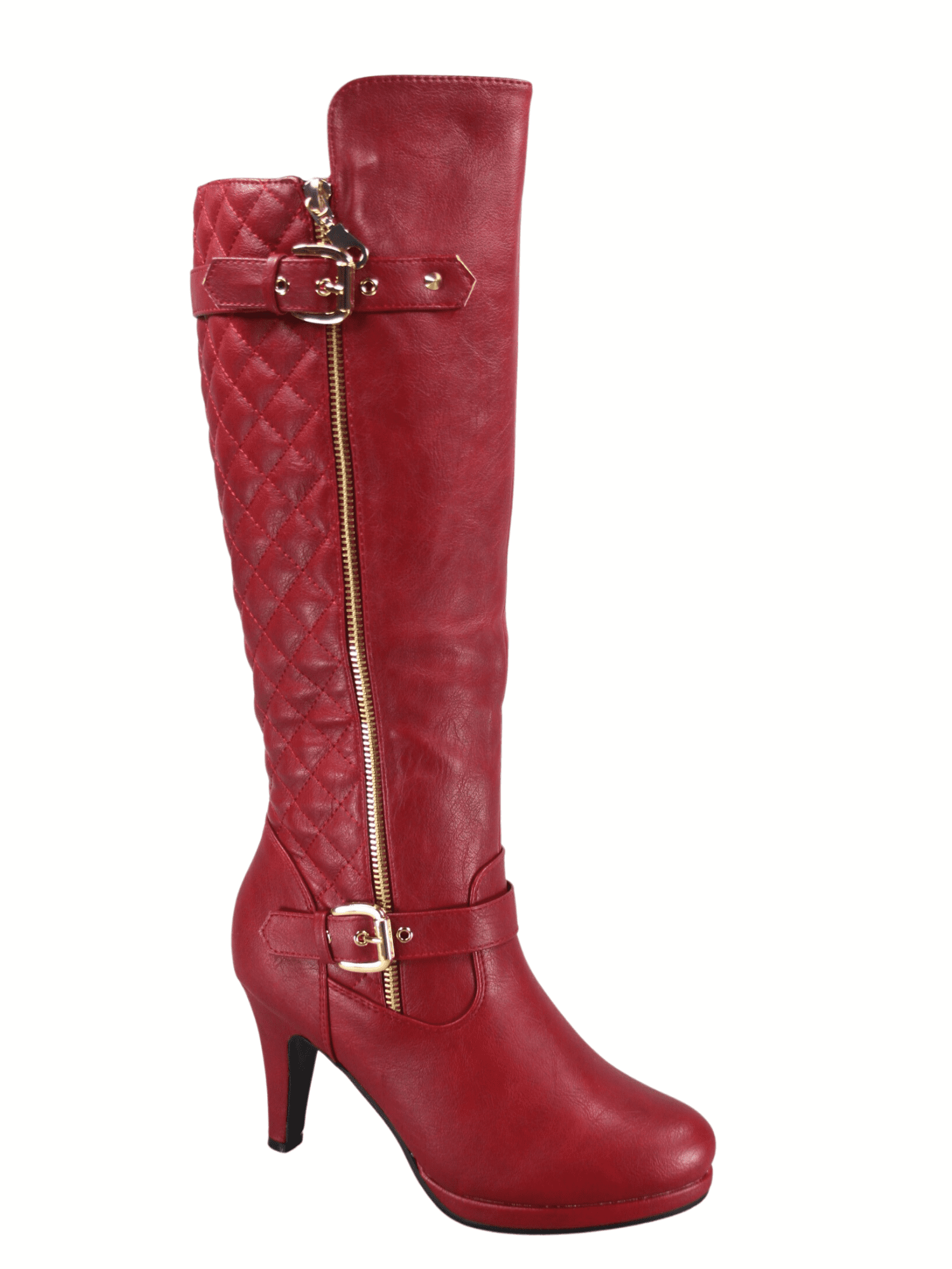Women's Ladies Fashion High Heel Zip Round Toe Casual Dress Heel Boots ...