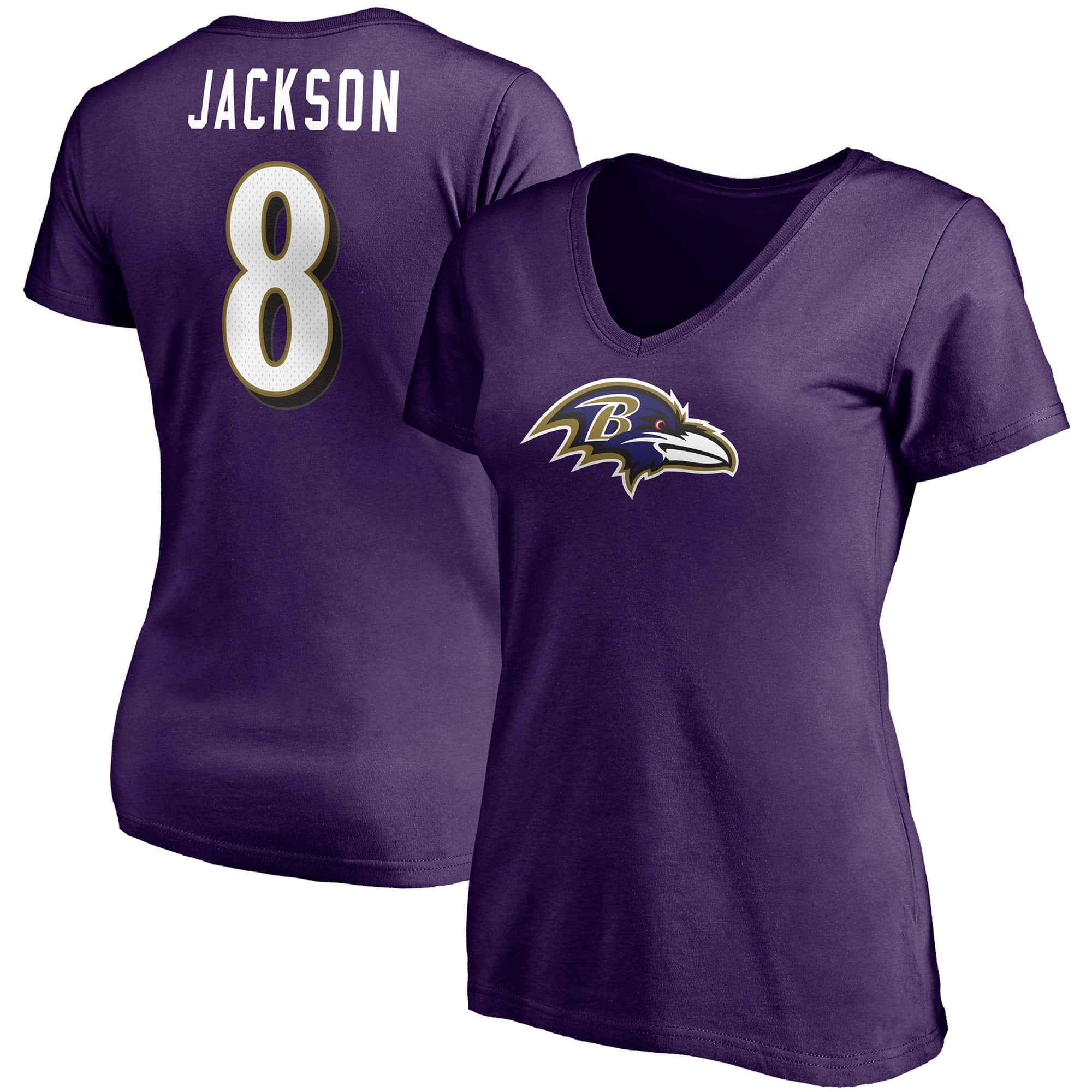 Fanatics Women's Lamar Jackson Baltimore Ravens V-Neck T-Shirt, Purple ...