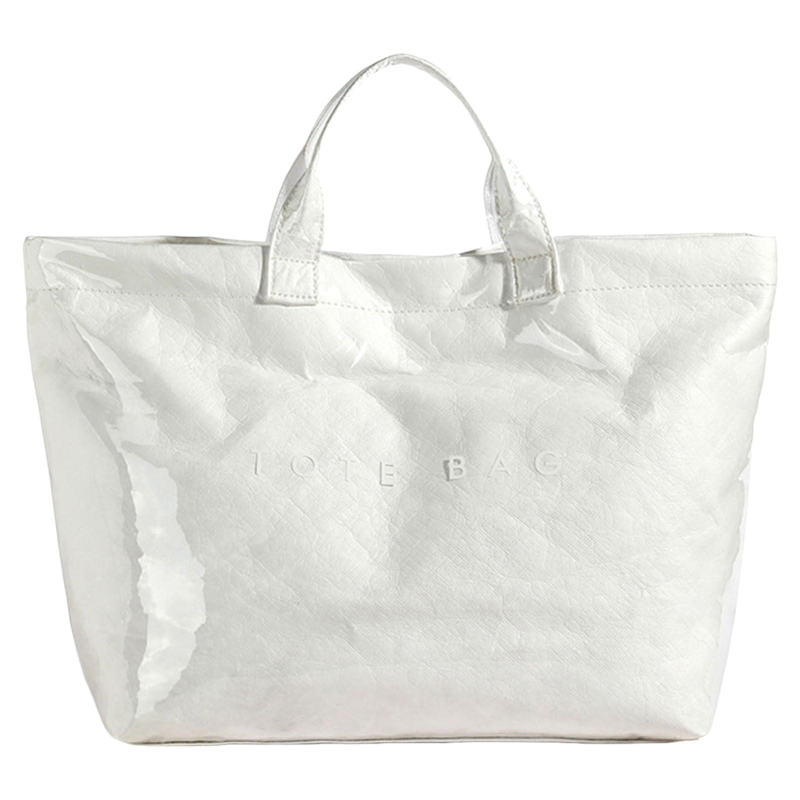 Women's Large PVC Tote Bag Letters Print Kraft Paper Shoulder Handbags ...