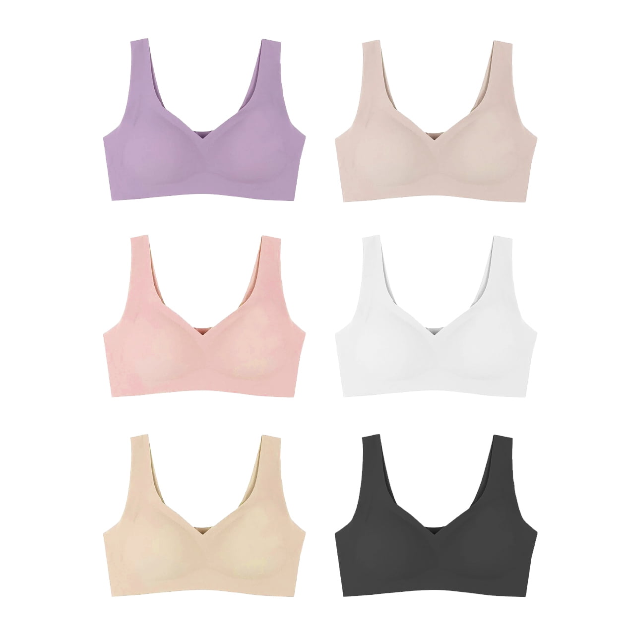 Women's Laser Cut Seamless No Wire Assorted Color Bra Set Pack of 6 (L ...