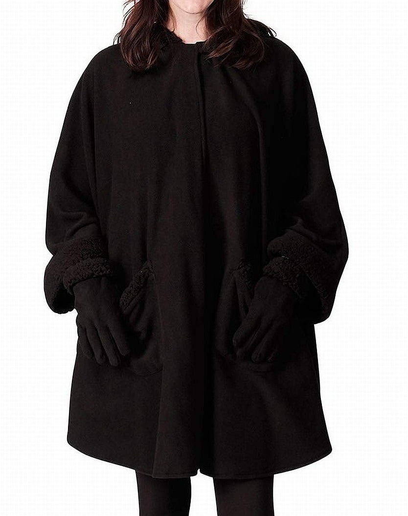 Women's Le Moda Knit Fleece Hooded Wrap with Sherpa Lining & Matching ...