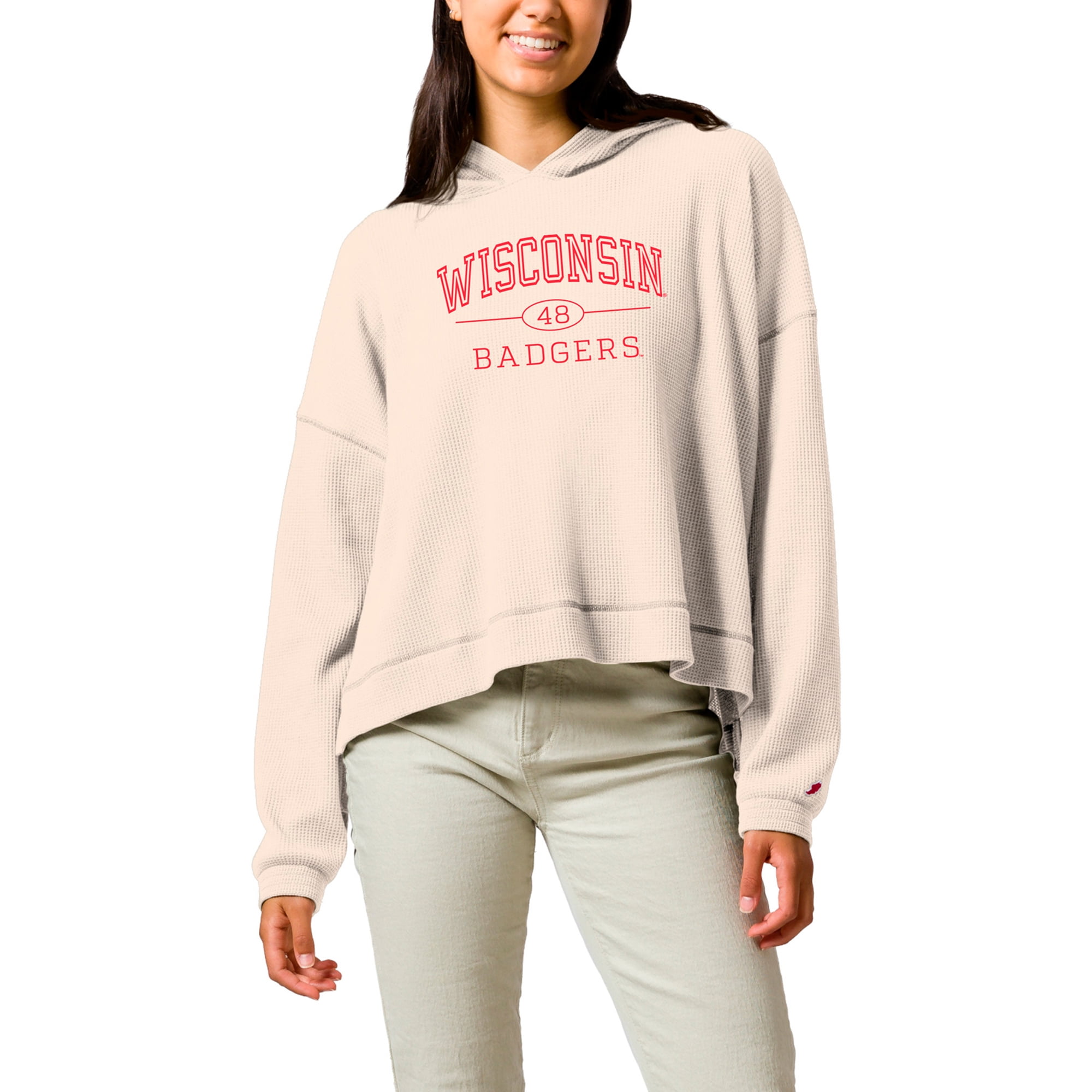 Women's League Collegiate Wear Cream Wisconsin Badgers Waffle Oversized ...