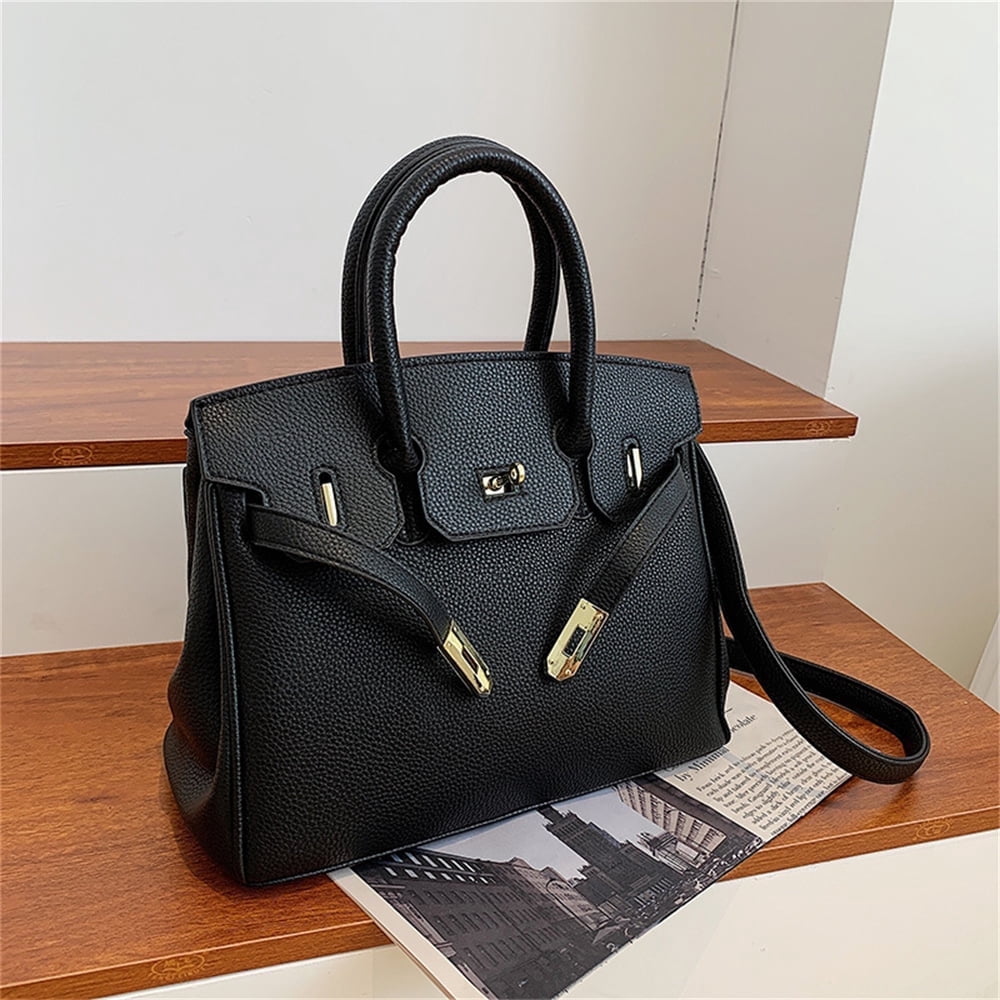 Women's Large Leather Crossbody Shoulder Purses Platinum Lychee Tote ...