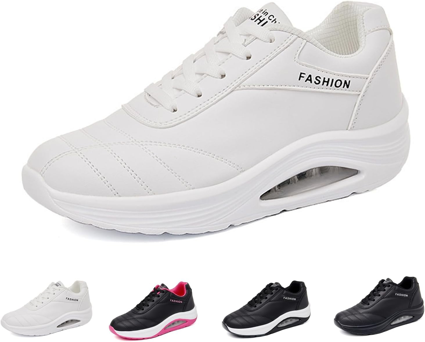 Women's Leather Lace-up Orthotic Air Cushion Sneakers,Arch Support ...