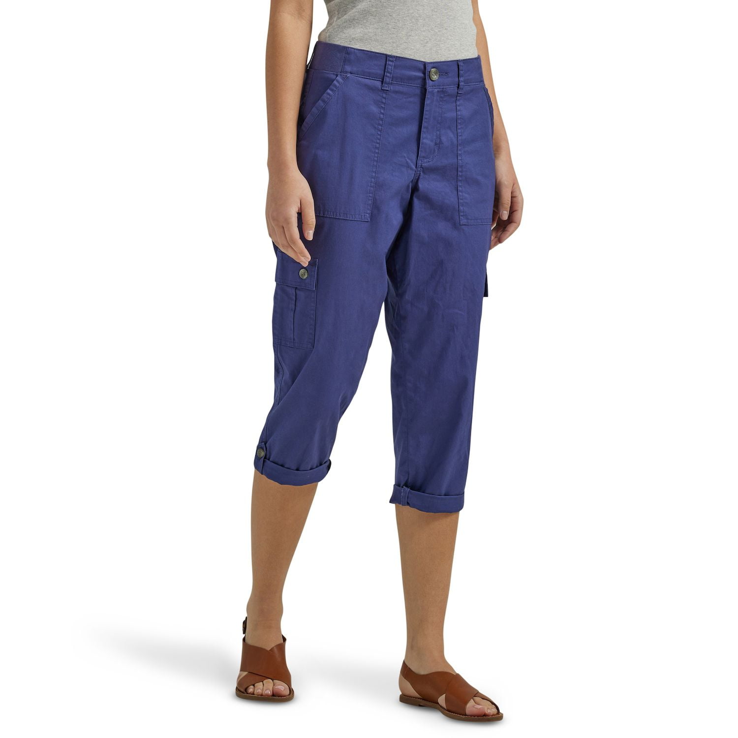 Women's Lee® Flex-To-Go Cargo Capri Pants Color: Medieval Blue Size: 6 ...