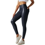 Women's Leggings High Waisted Skinny Leather Activewear Pants Stretchy ...