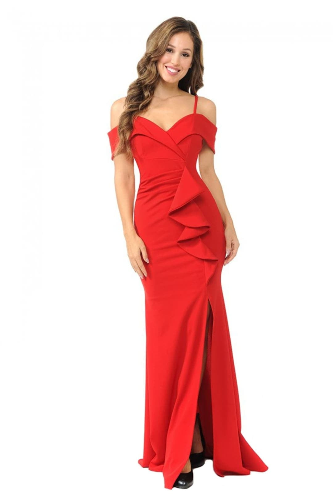 Women's Lenovia 5206 Cold Shoulder Mermaid Ruffled Prom 2026 Dress-New ...