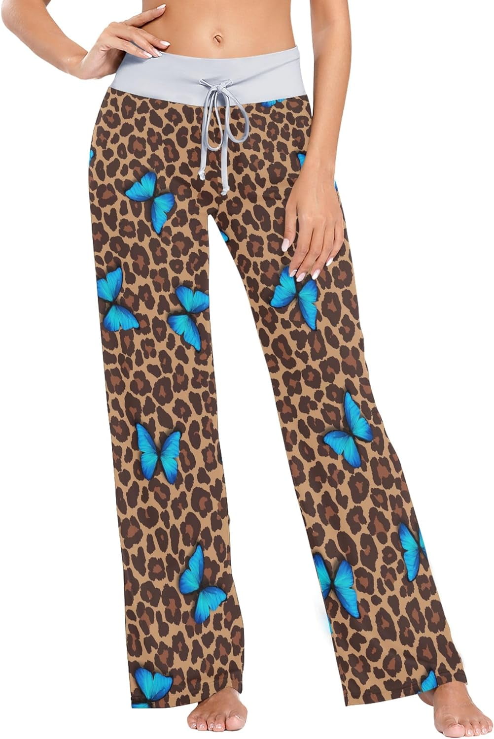 Women's Leopard Pajama Pants, Casual Pajama Bottoms Lounge Pants Wide ...