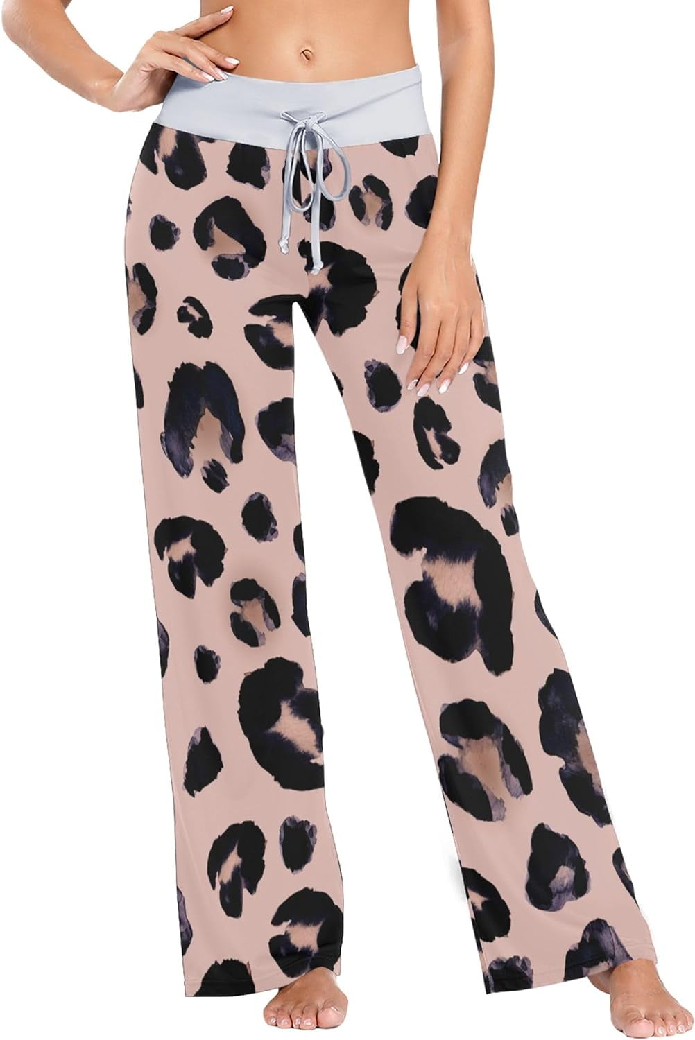 Women's Leopard Pajama Pants, Casual Pajama Bottoms Lounge Pants Wide ...