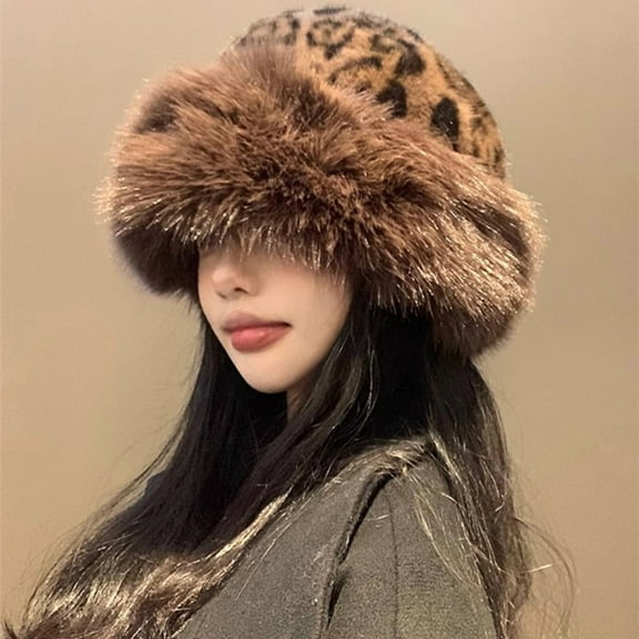Fgvctg Winter Fur Bucket Hat Soft Trendy Soft Fluffy Warm Lightweight ...