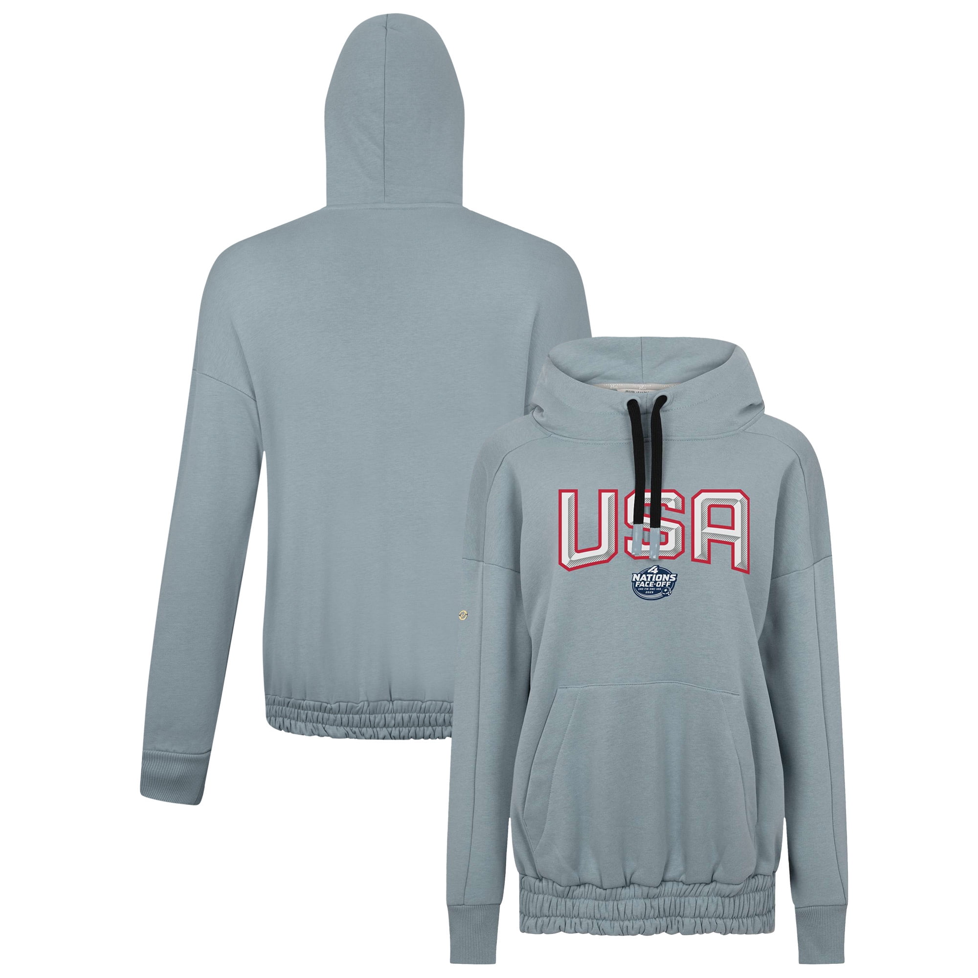 Women's Levelwear Gray USA 2025 4 Nations Face-Off Waterfall Pullover ...
