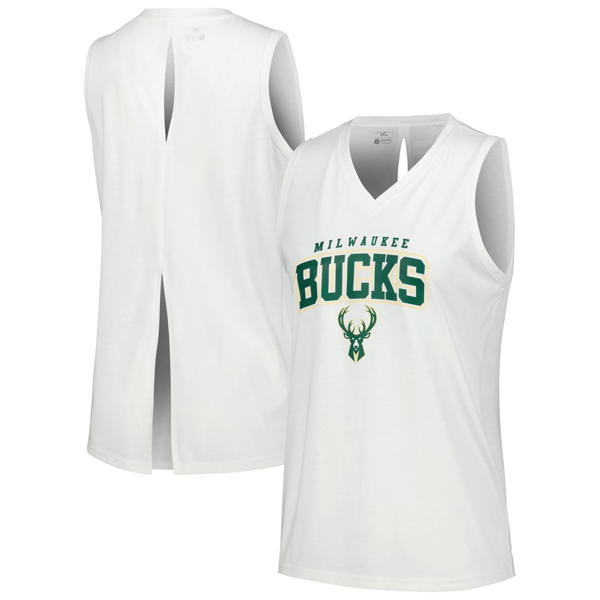 Women's Levelwear White Milwaukee Bucks Paisley Peekaboo Tank Top ...