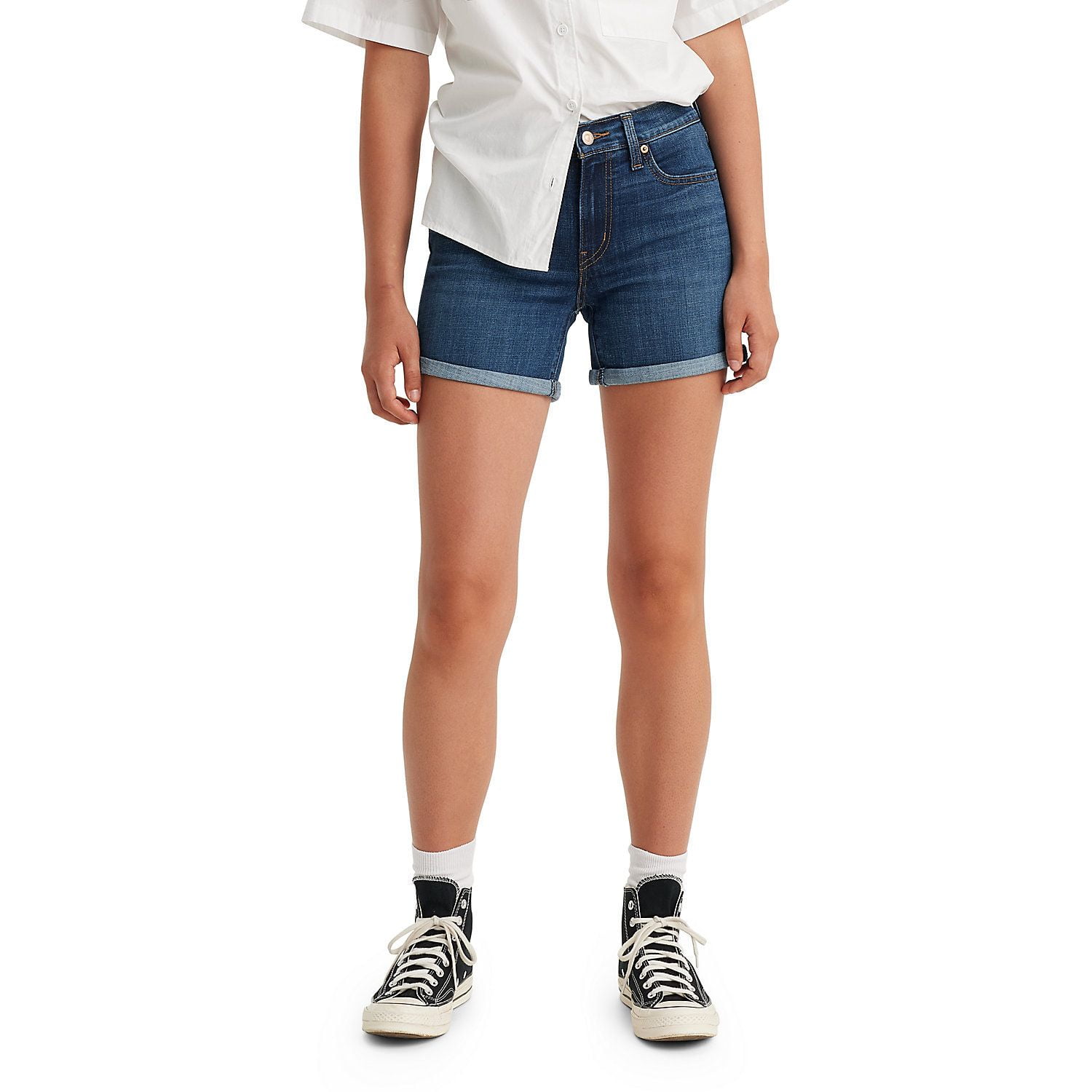 Women's Levi's® Mid-Length Jean Shorts Color: Stop The Confusion Size ...