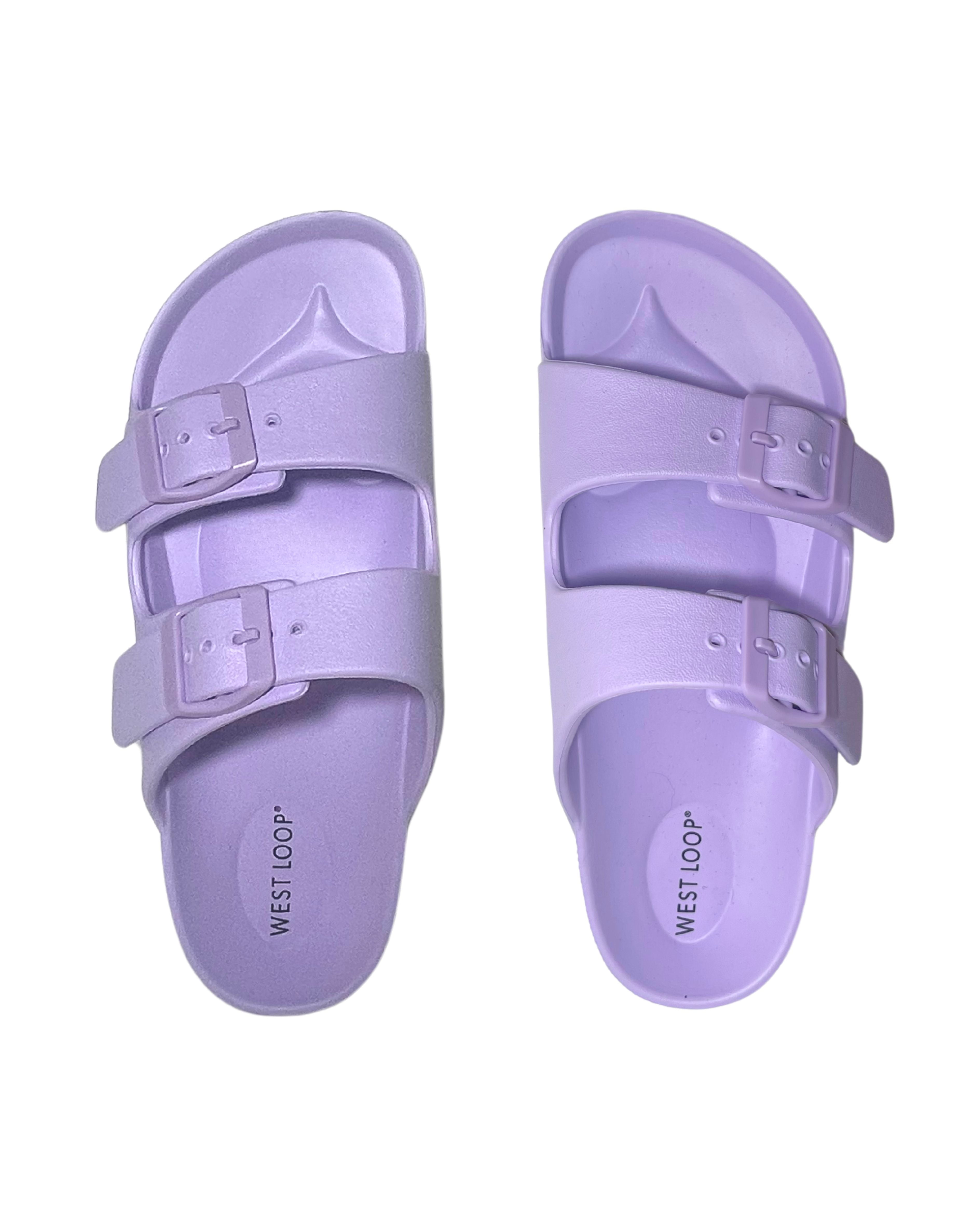 Women's Light Purple Lavender Buckle Sandals Slides Small - Walmart.com