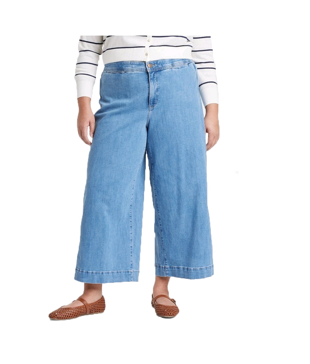 Women's Light Wash Plus Size Smart High-Rise Wide Leg Jeans - 16 ...