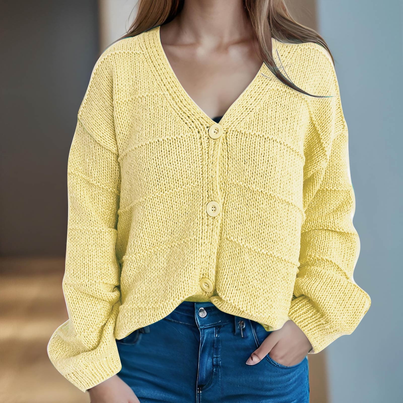 Women's Lightweight Cardigan Sweater Casual Solid Color Long Sleeve ...