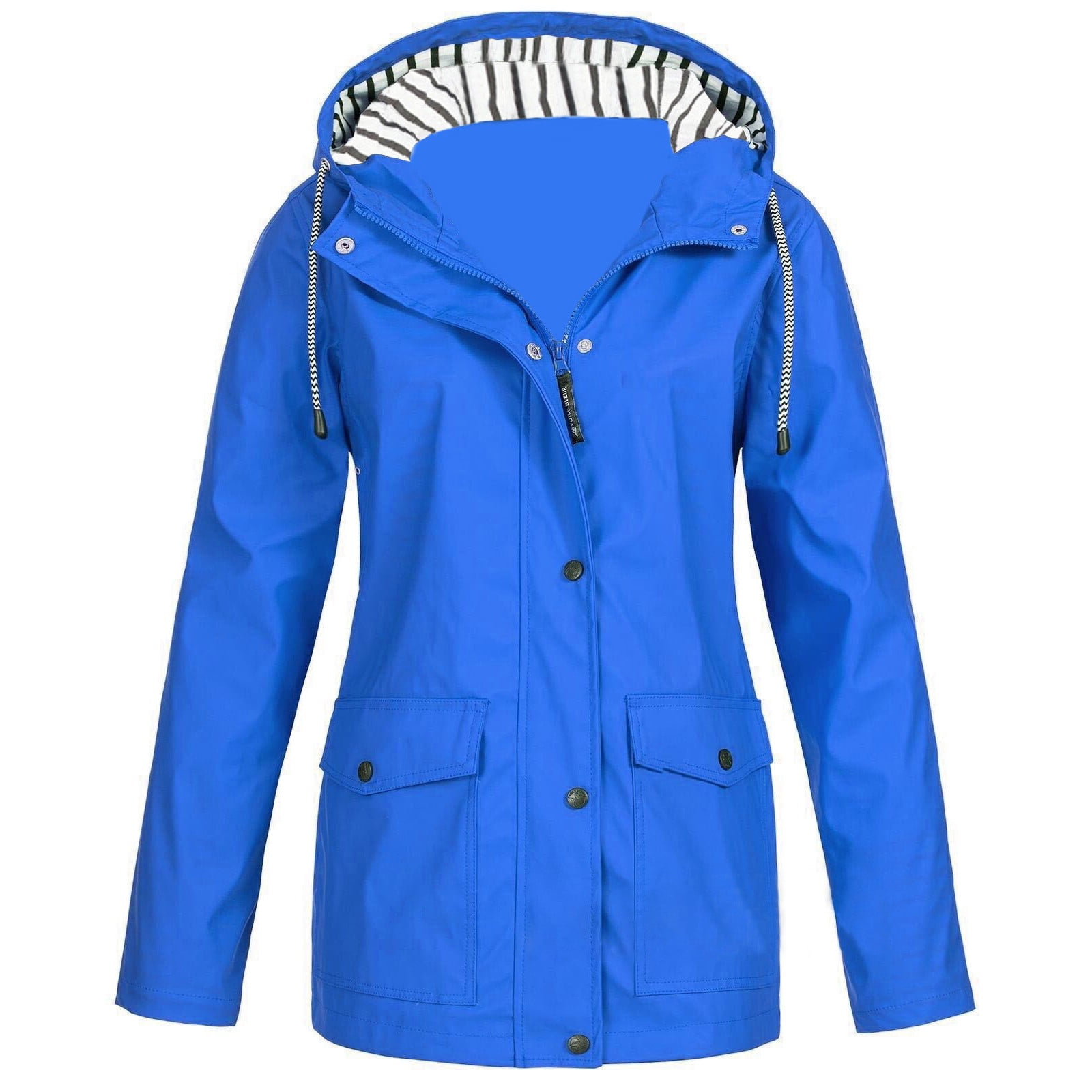 Women's Lightweight Fashion Rain Jacket With Hood Long Sleeve ...