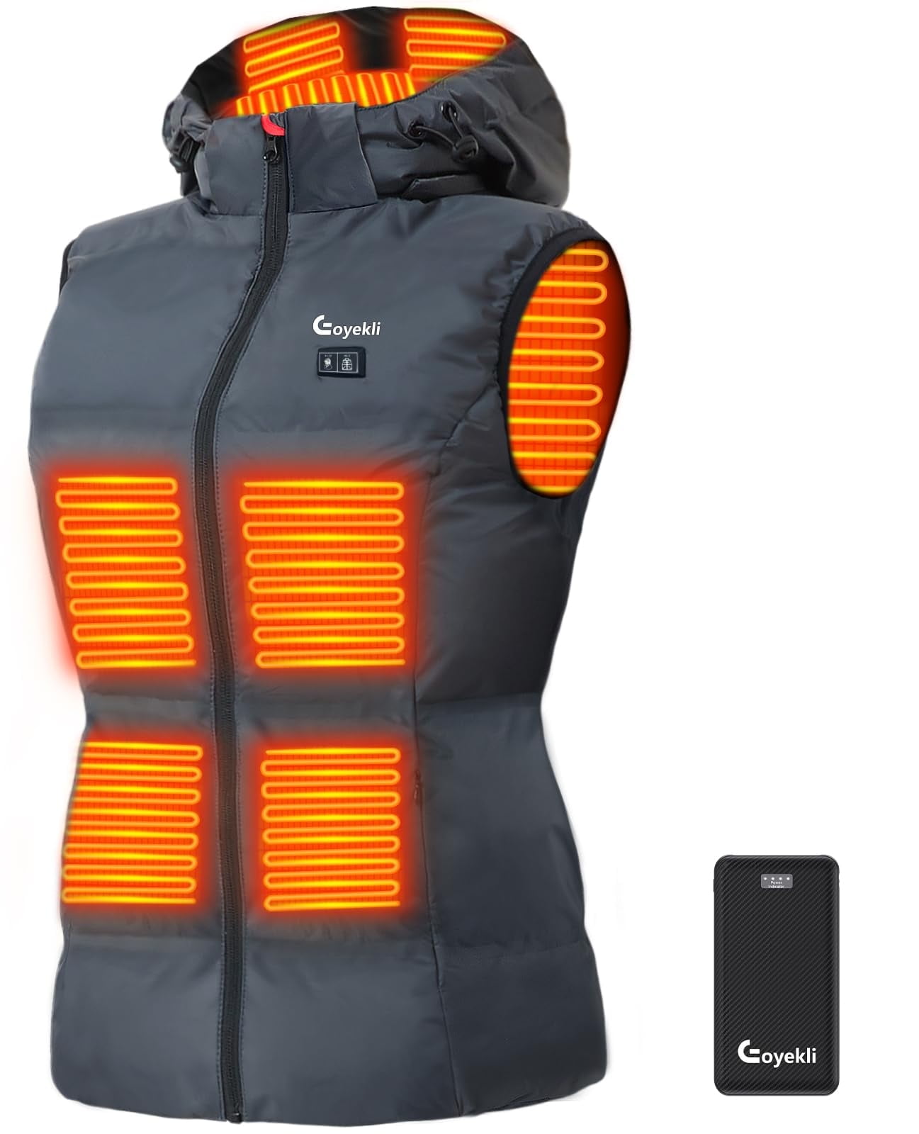 Women's Lightweight Heated Vest with Detachable Hood - Includes 7.4V ...
