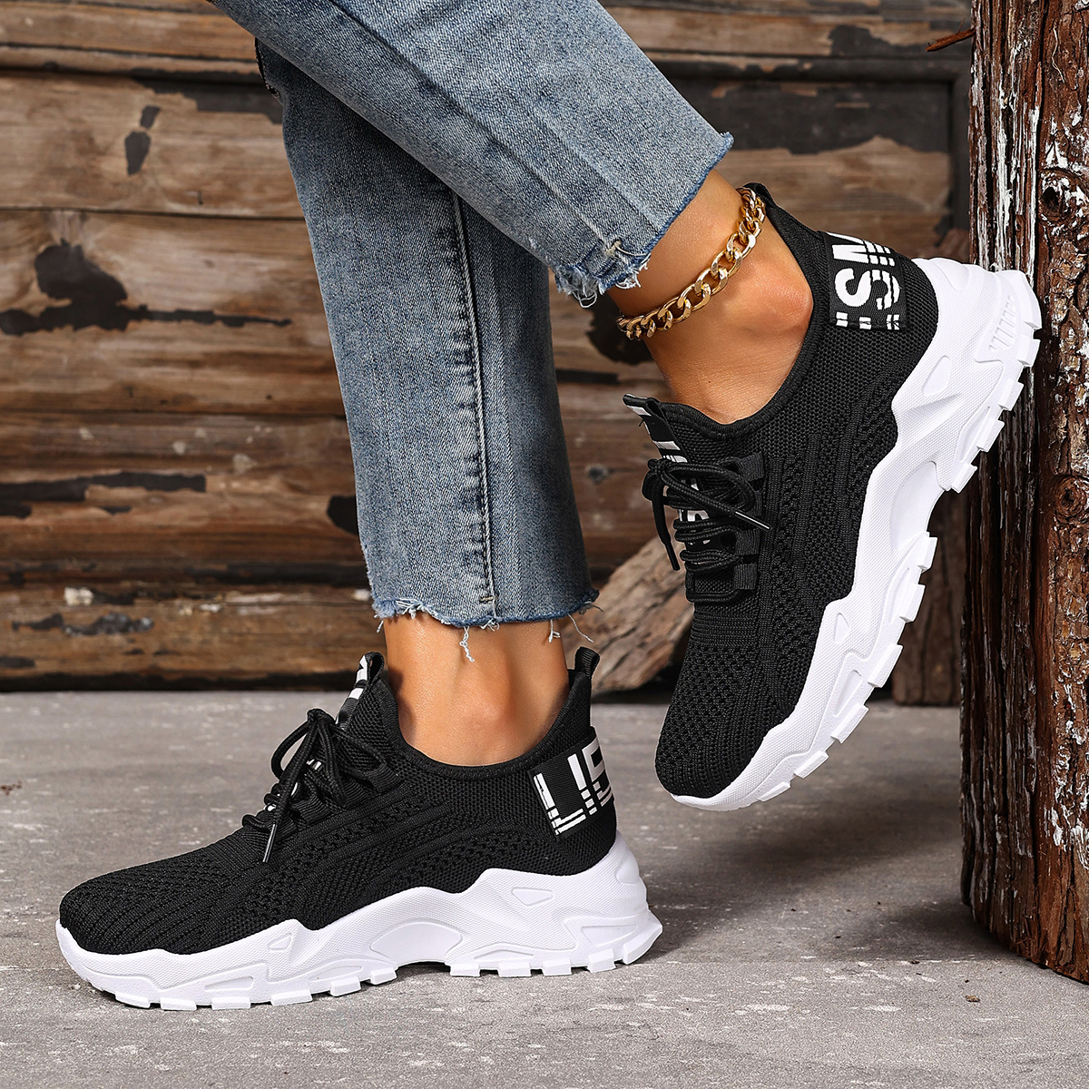 Women’s Lightweight Knit Sneakers, Breathable Mesh Walking & Running ...