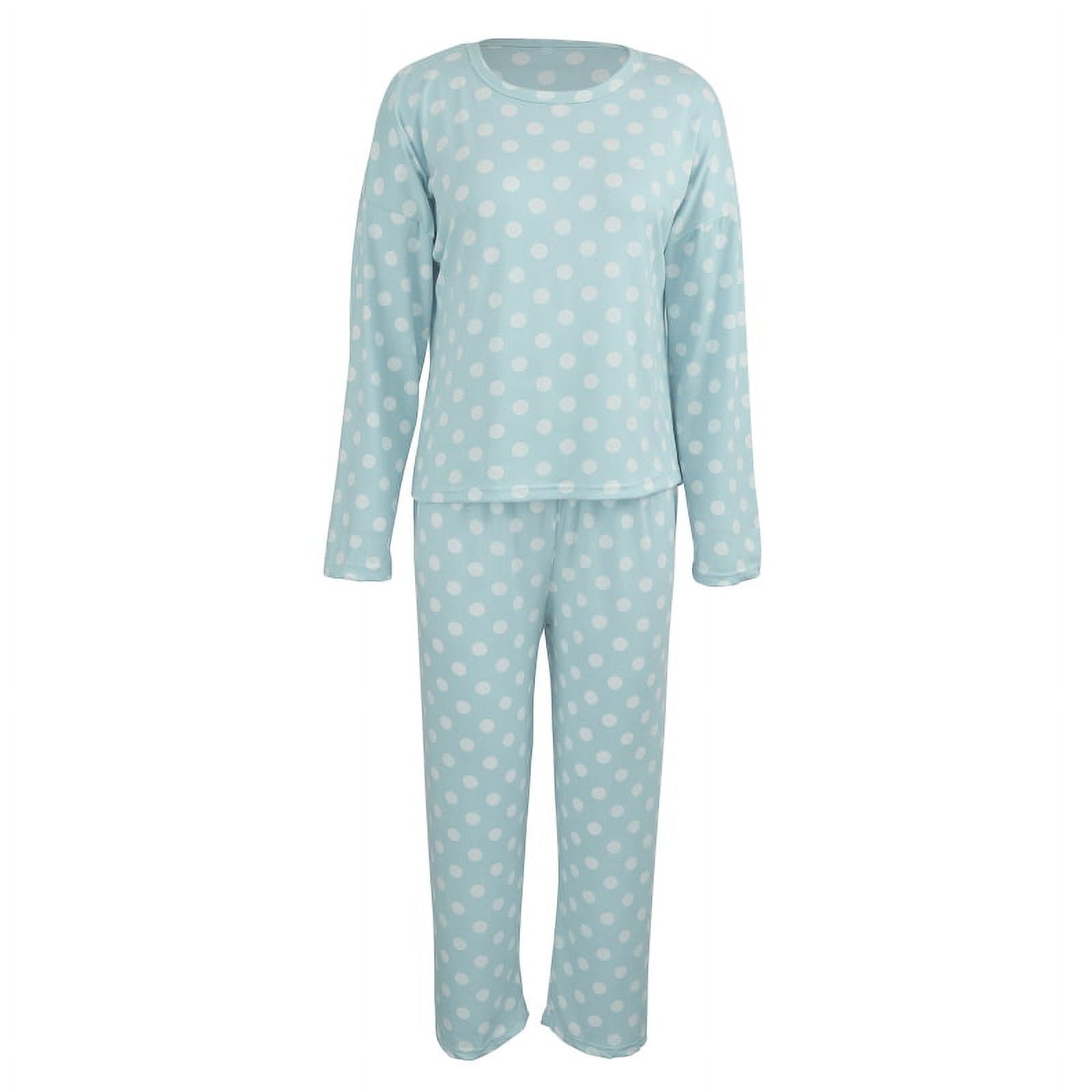 Women's Lightweight Polka Dot Pajama Set, Long Sleeve Top, Long Pants ...